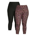 Terra And Sky Womens Plus Size Printed Capri Leggings 2 Pack