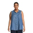 Terra And Sky Womens Plus Size Sleeveless Camp Shirt