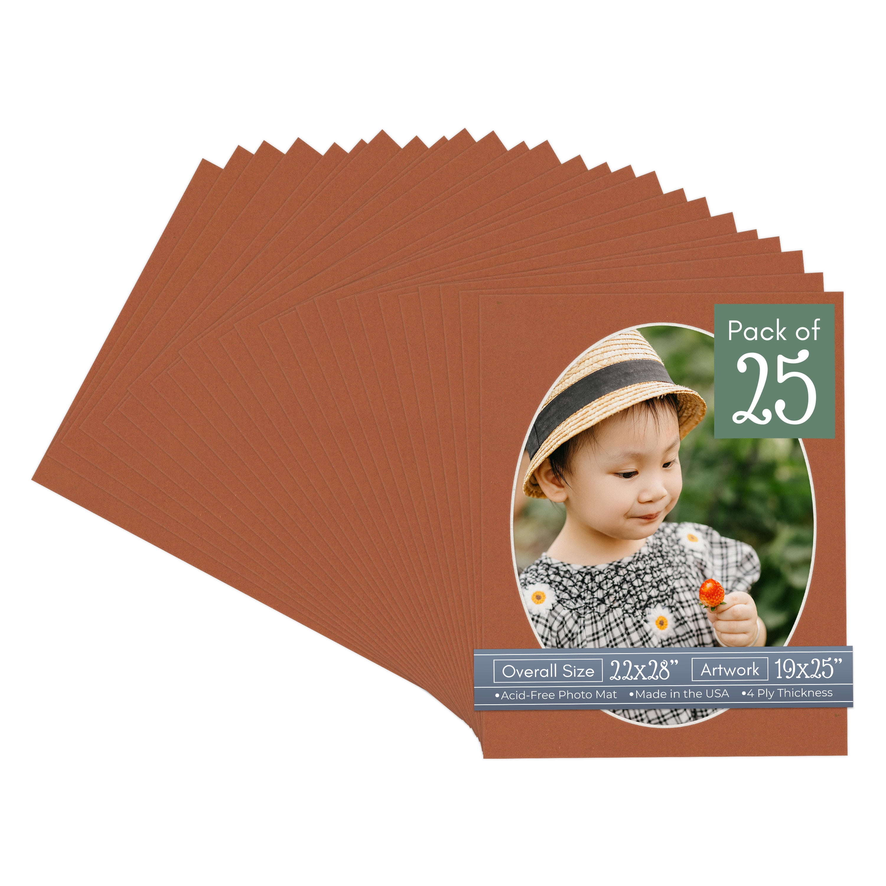 Terra-cotta Red Picture Frame Mat for 22x28 Frames - Oval Opening for ...