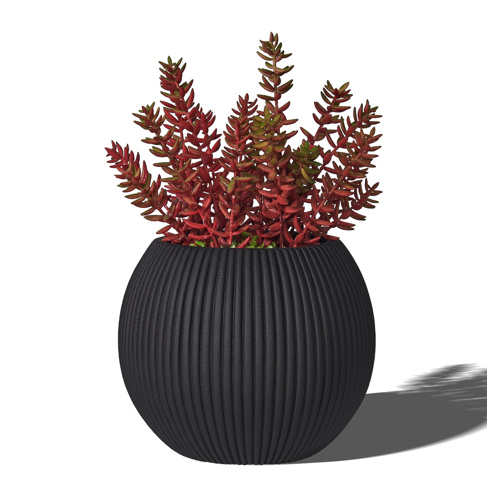 TerraDeco 16 Inch Handmade Concrete Outdoor Planter - Classic Striped ...
