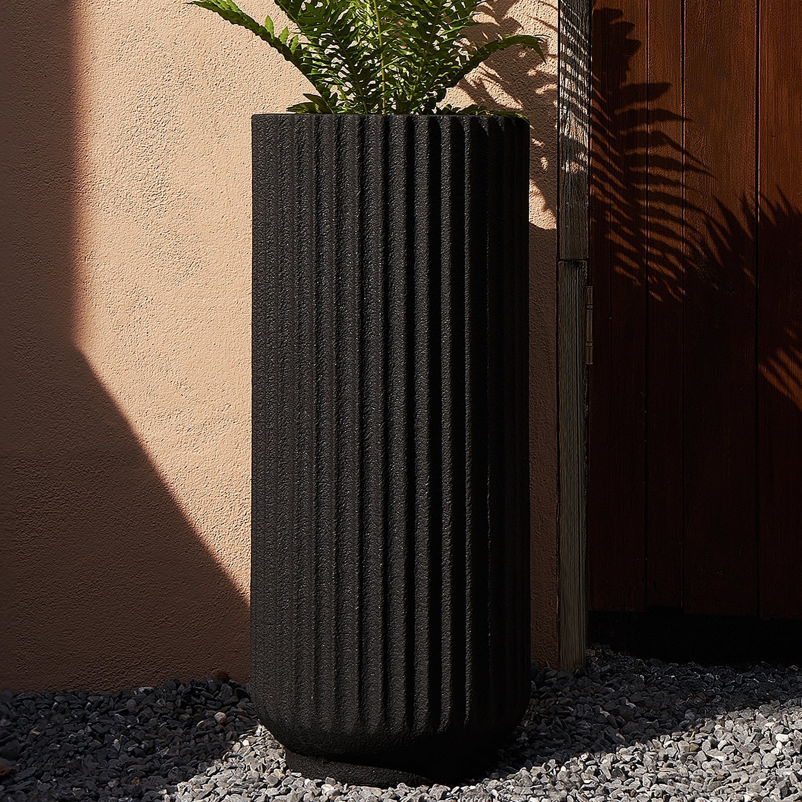 TerraDeco Tall Roman Column Planter（14.2Dx31.5H，36 Pounds）- Black ...
