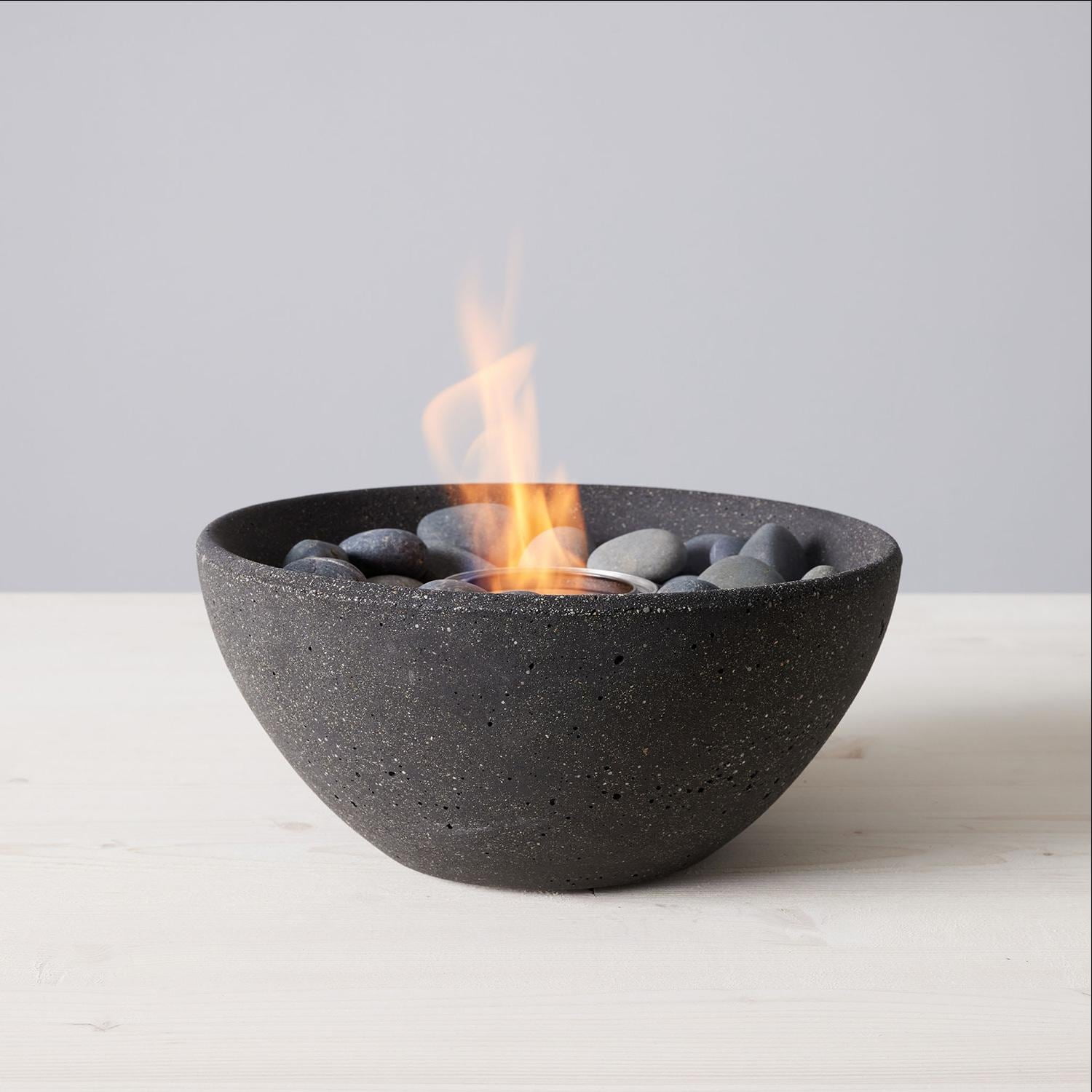TerraFlame Basin Table Top Fire Bowl Gel Fuel - Stone Cast - Graphite ...