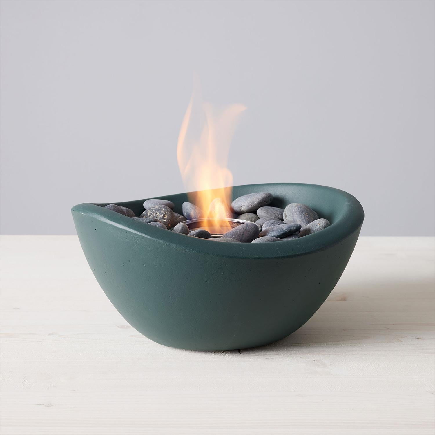 TerraFlame Wave Table Top Fire Bowl Gel Fuel - Stone Cast - Comex Green ...