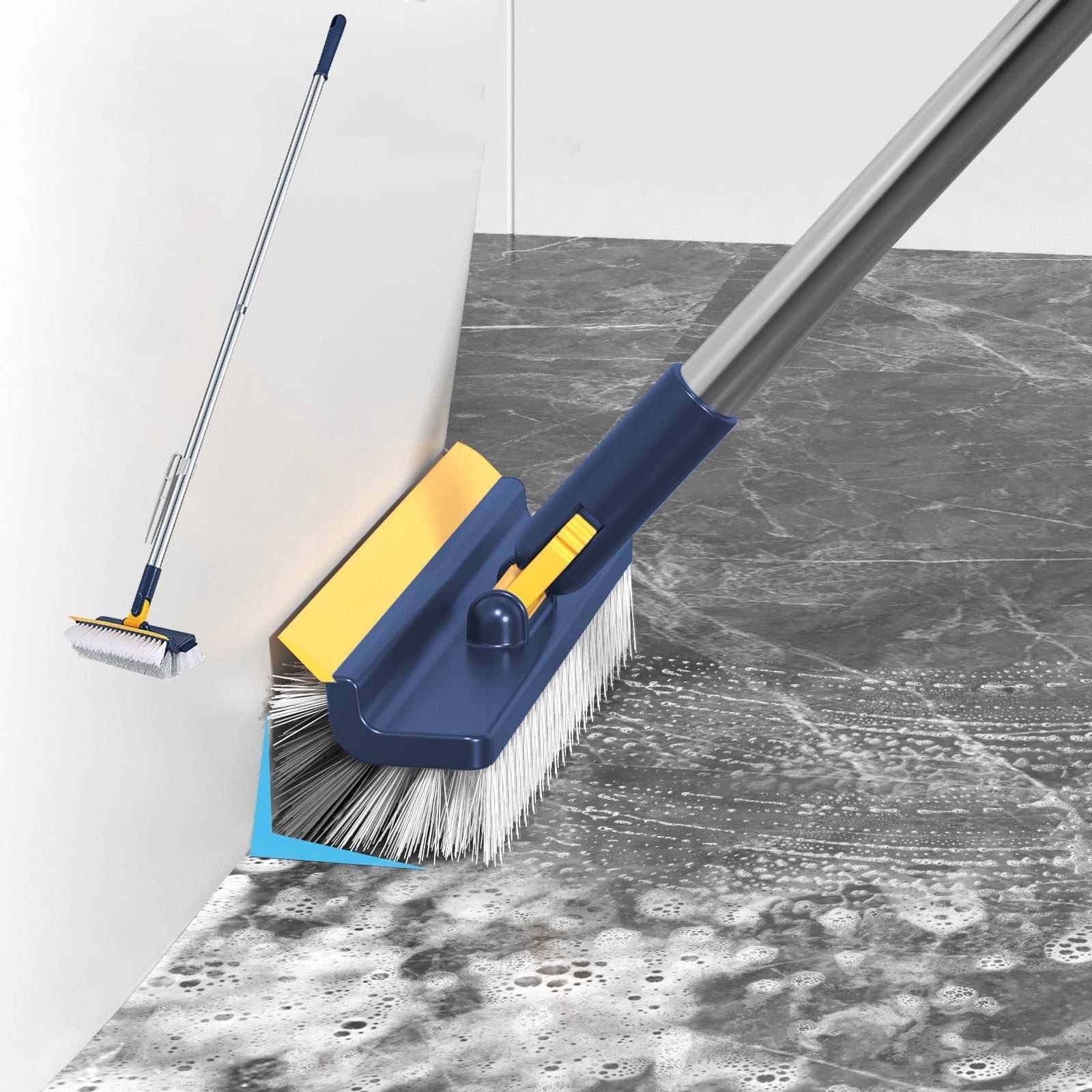 LuxeLiving 2-in-1 Floor Scrub Brush with Squeegee, 180° Rotating Right ...