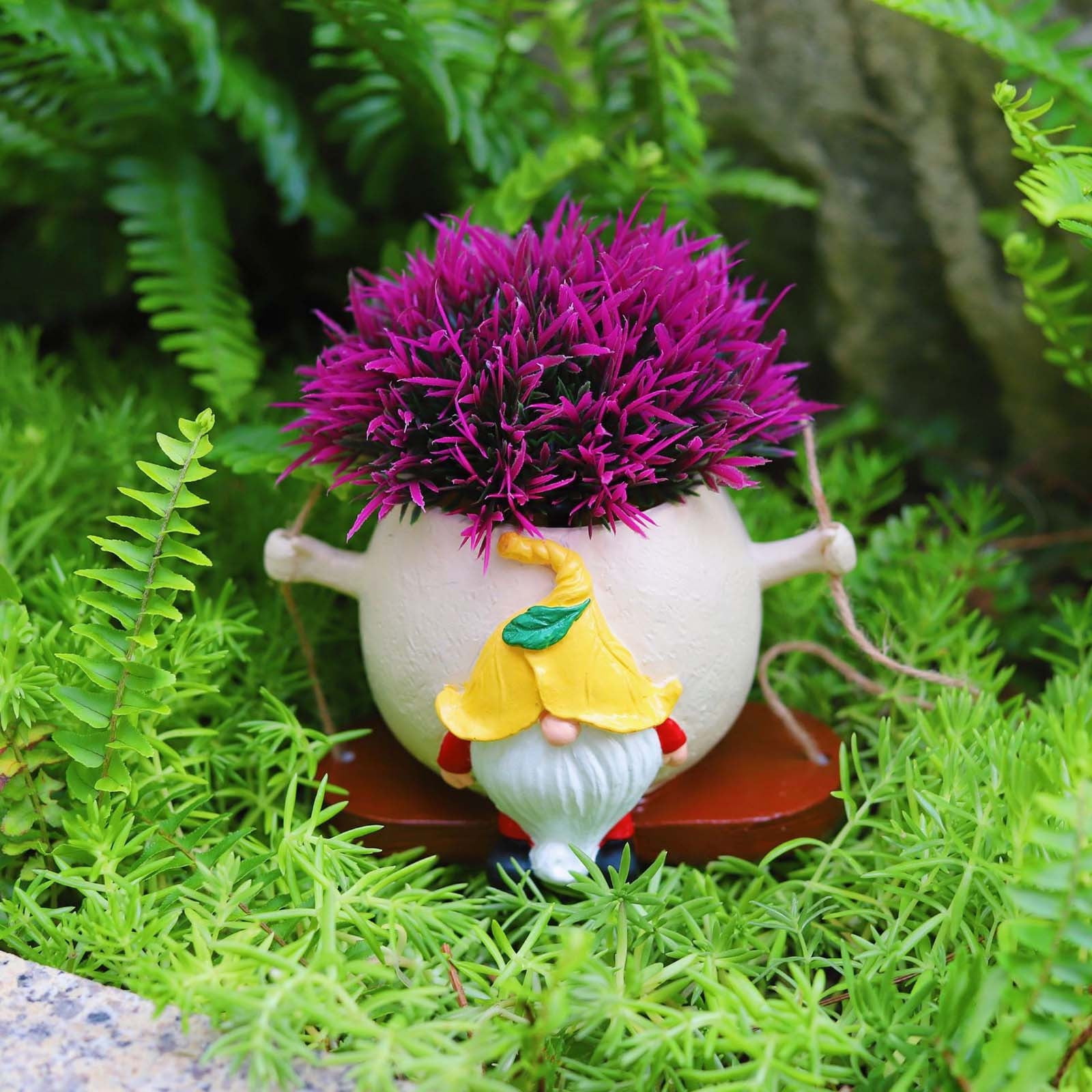 TerraHaven Hanging Flower Pot Basket, Swing Design Resin Ornament ...