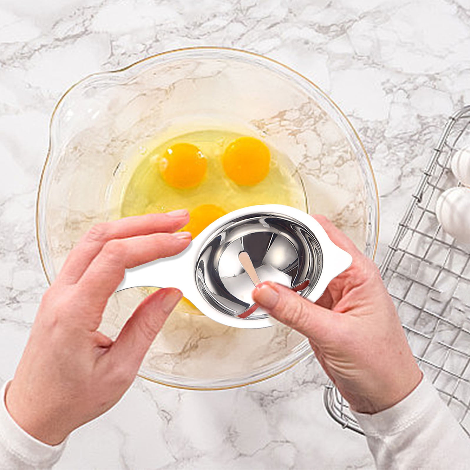 TerraHaven Stainless Steel Egg Separator, Effortless Whites and Yolks ...