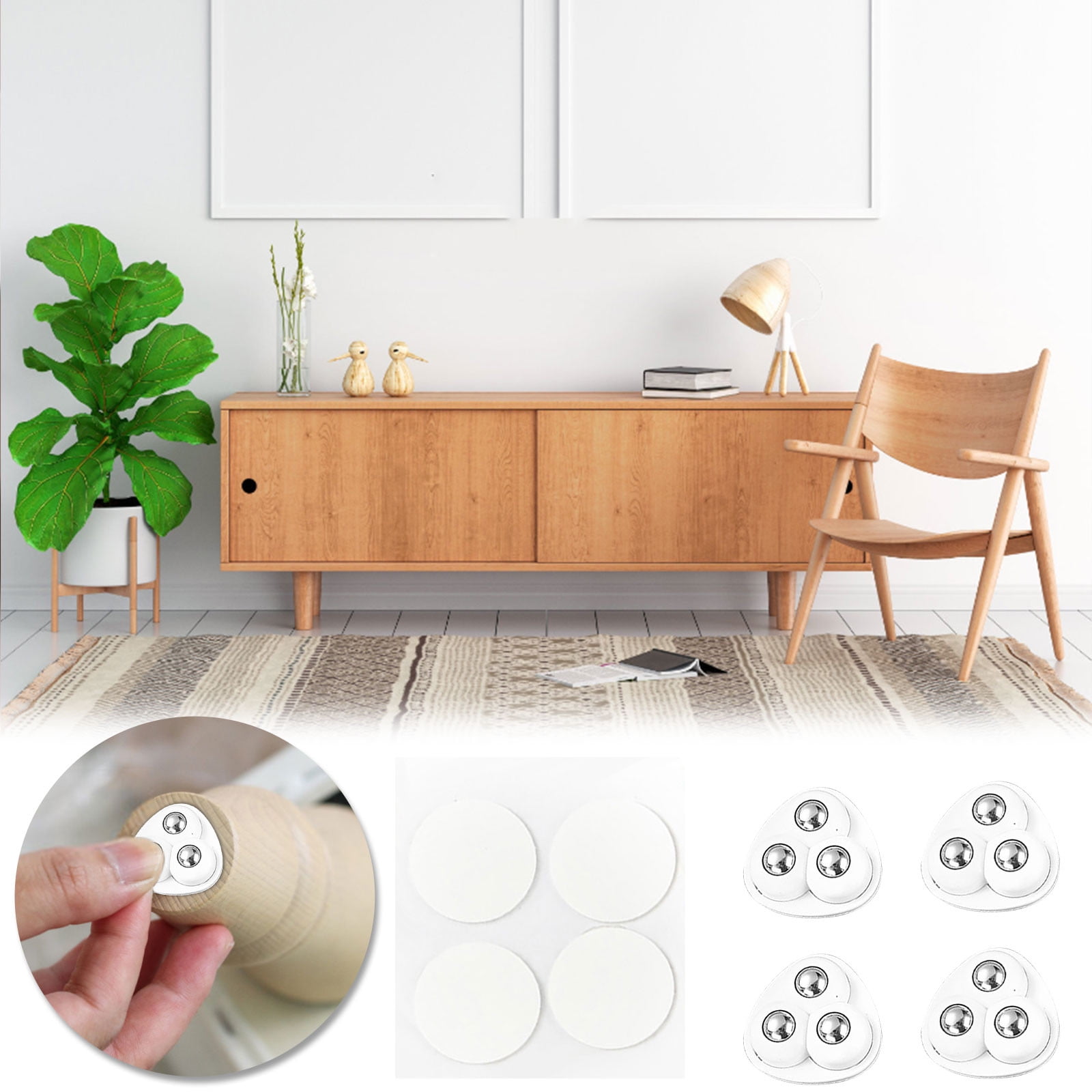 TerraHaven Three-Bead Universal Wheel Casters, 360° Rotating Silent ...