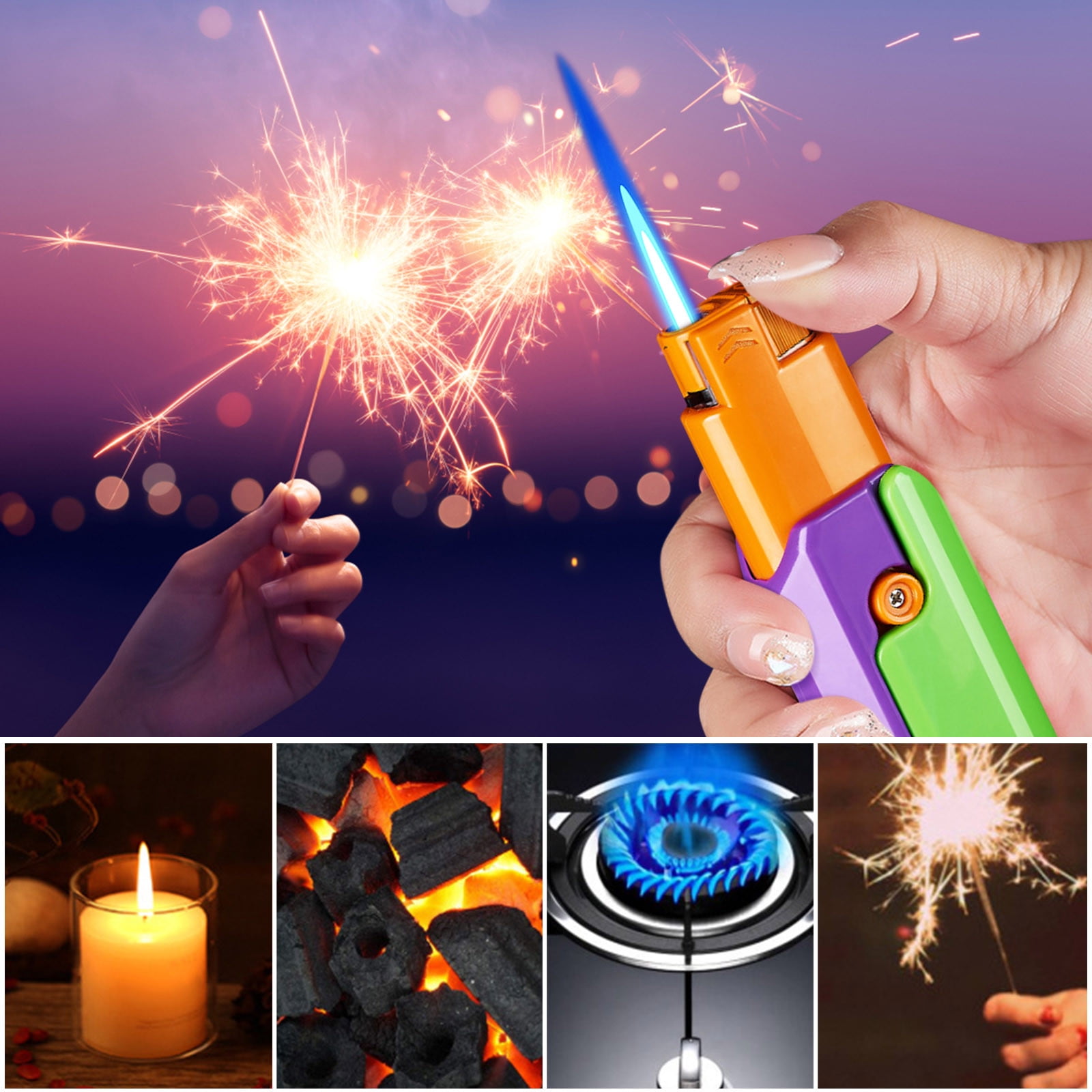 TerraHaven Windproof Refillable Butane Lighter with Adjustable Red ...