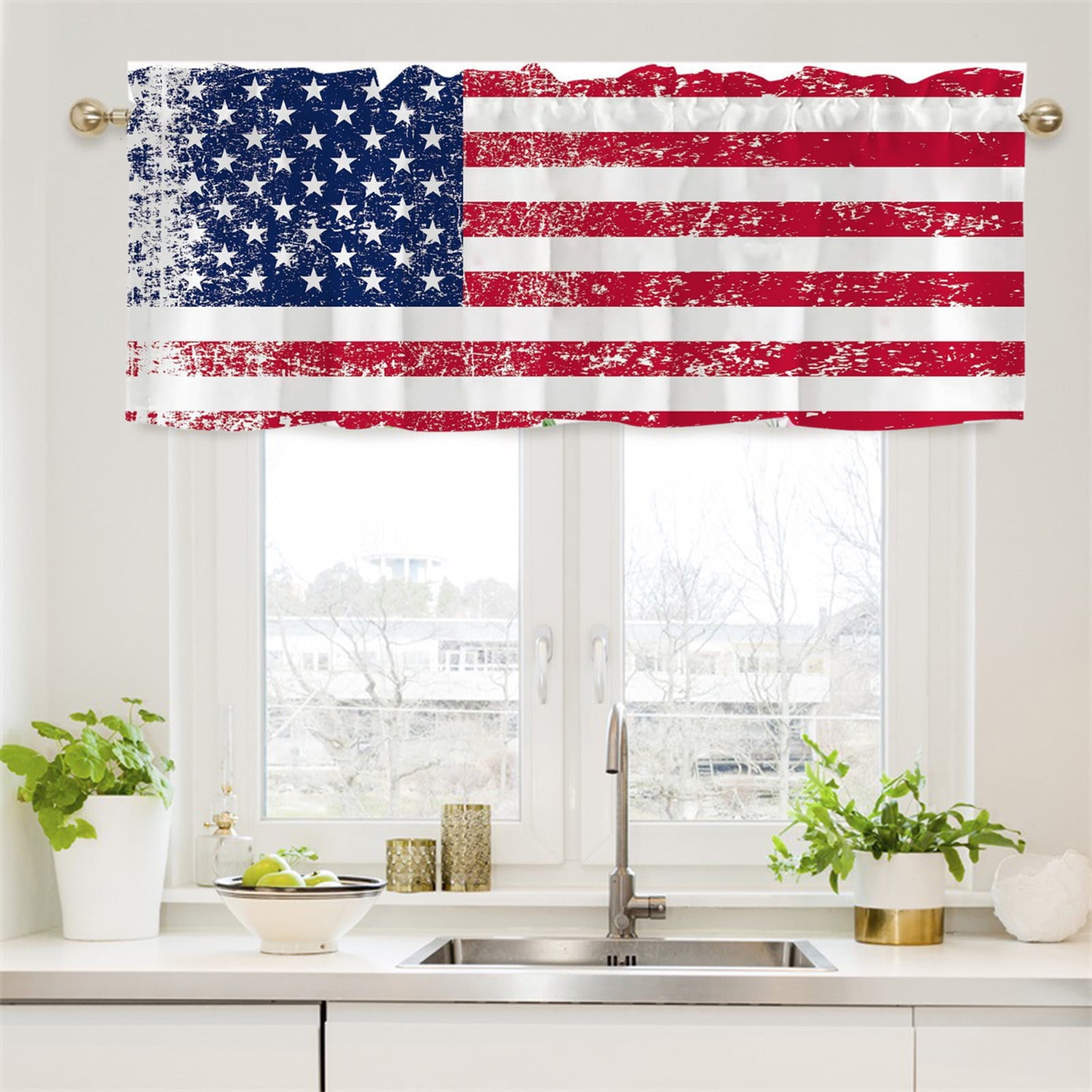 Pxyqht star-spangled accents - USA flag valance for 4th of July ...