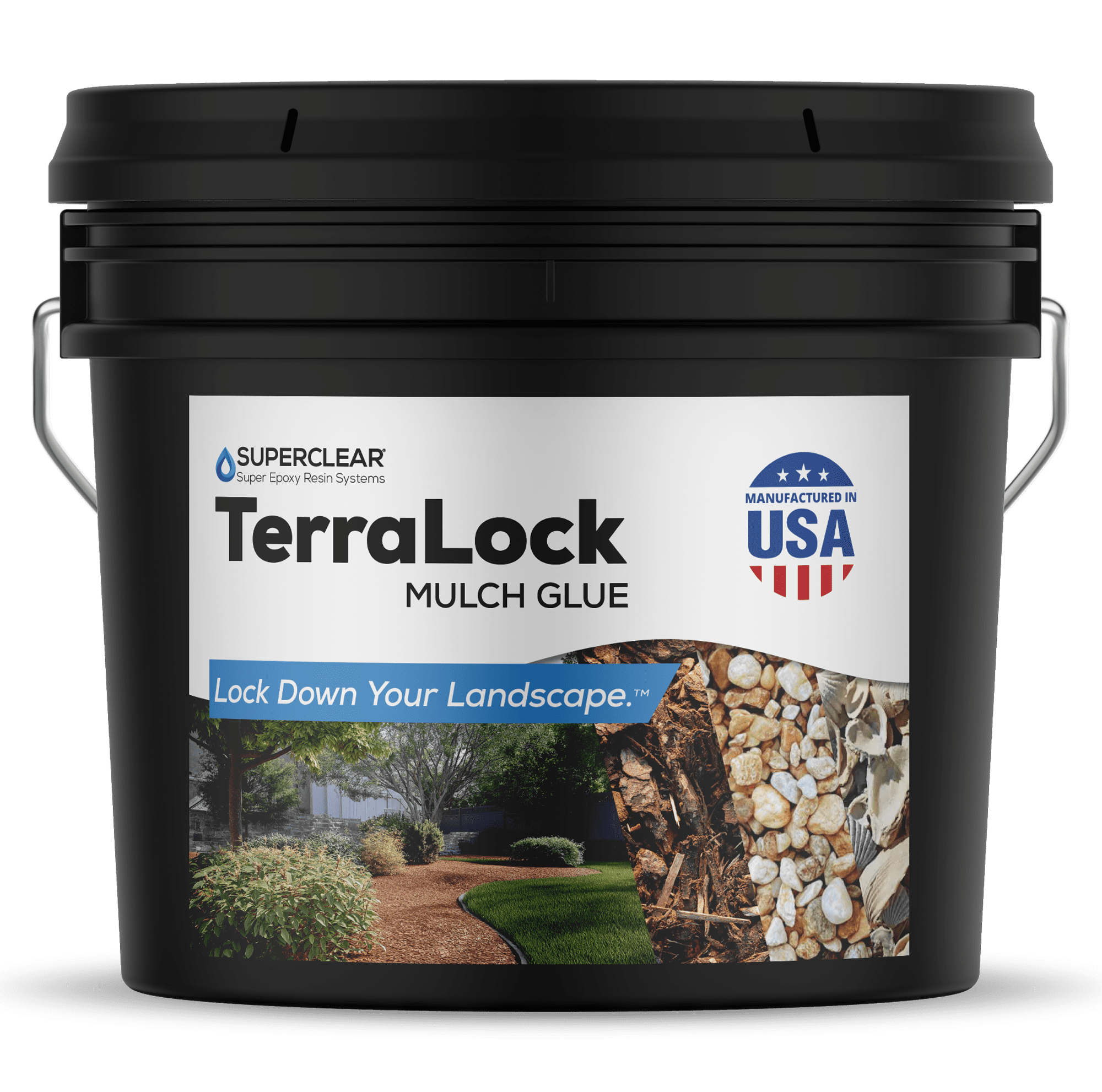 Superclear TerraLock Mulch Glue For Landscaping, 5 Gallon Rock Glue ...