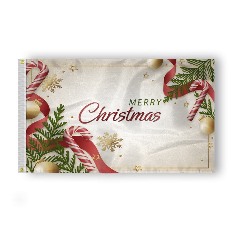 TerraPactgChristmas Flag - Merry Christmas with Pine Leaves, Swflakes ...