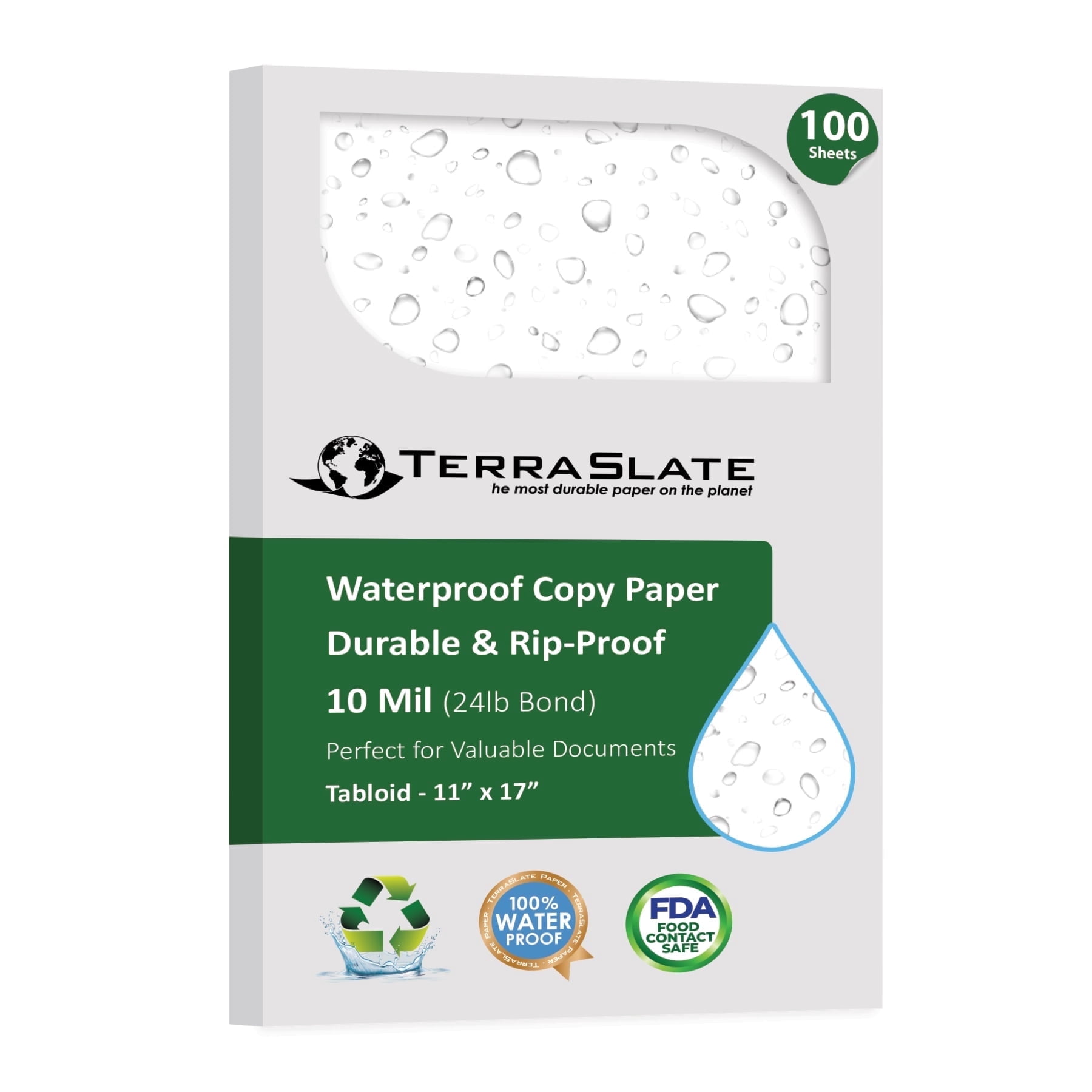 "TerraSlate 10 Mil 120lb Waterproof and Tear-Resistant Brochure Paper ...