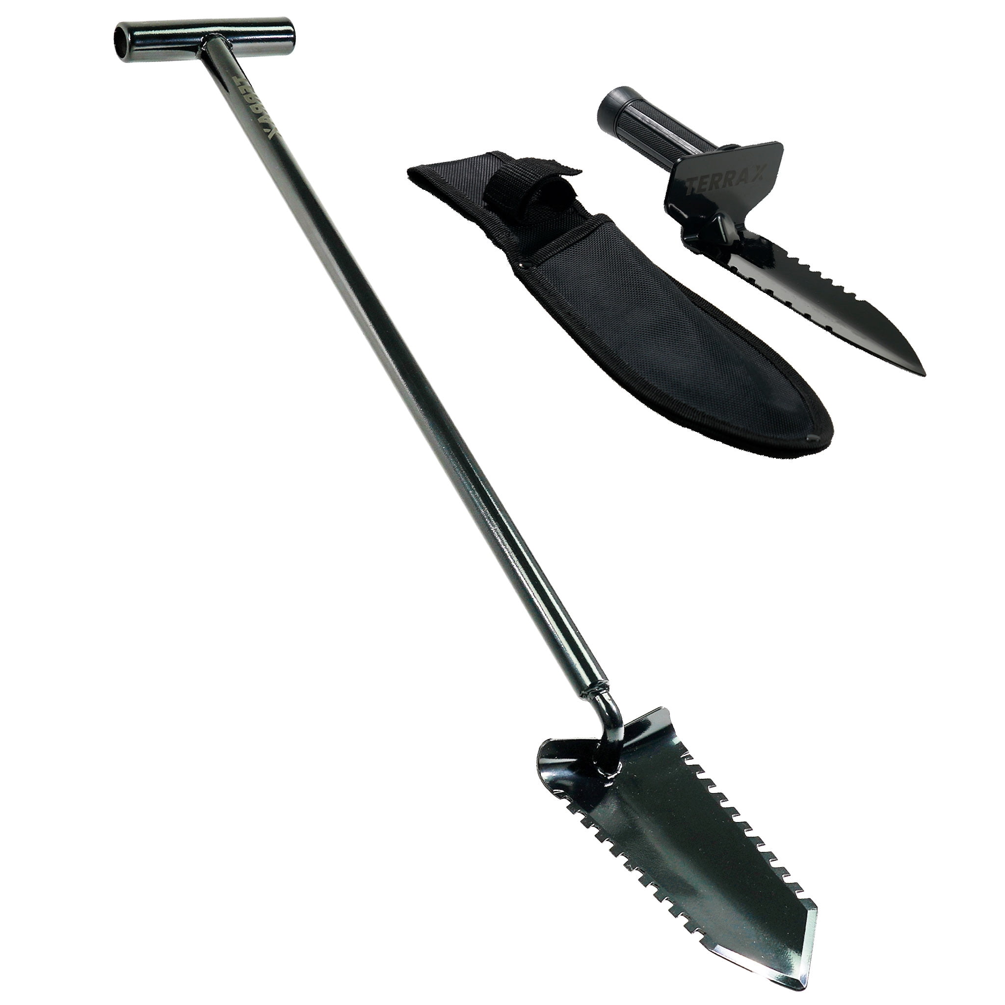 TerraX Heavy Duty Double Serrated 36" inch Shovel and Serrated Hand ...