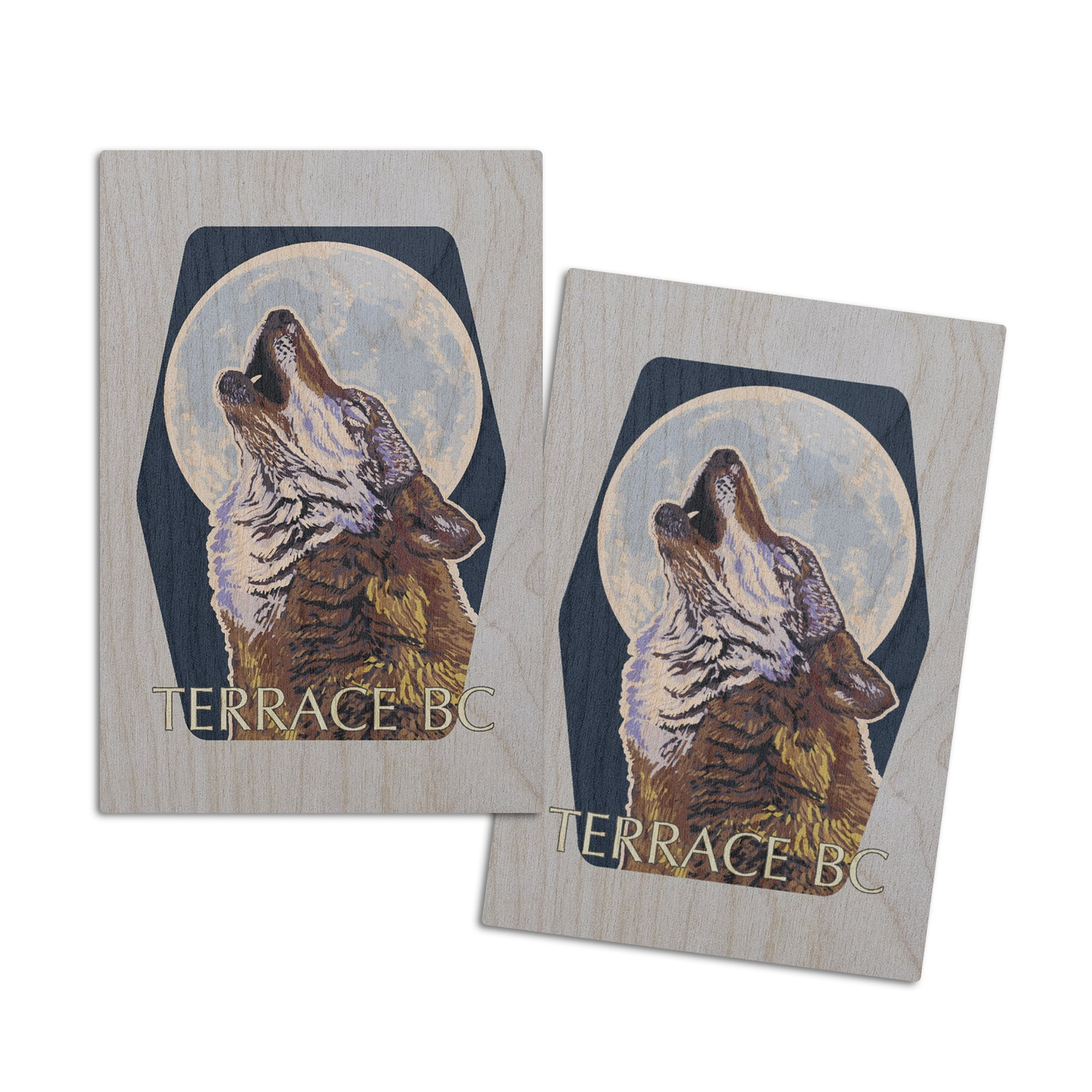 Terrace, British Columbia, Canada, Howling Wolf, Contour (4x6 Birch ...