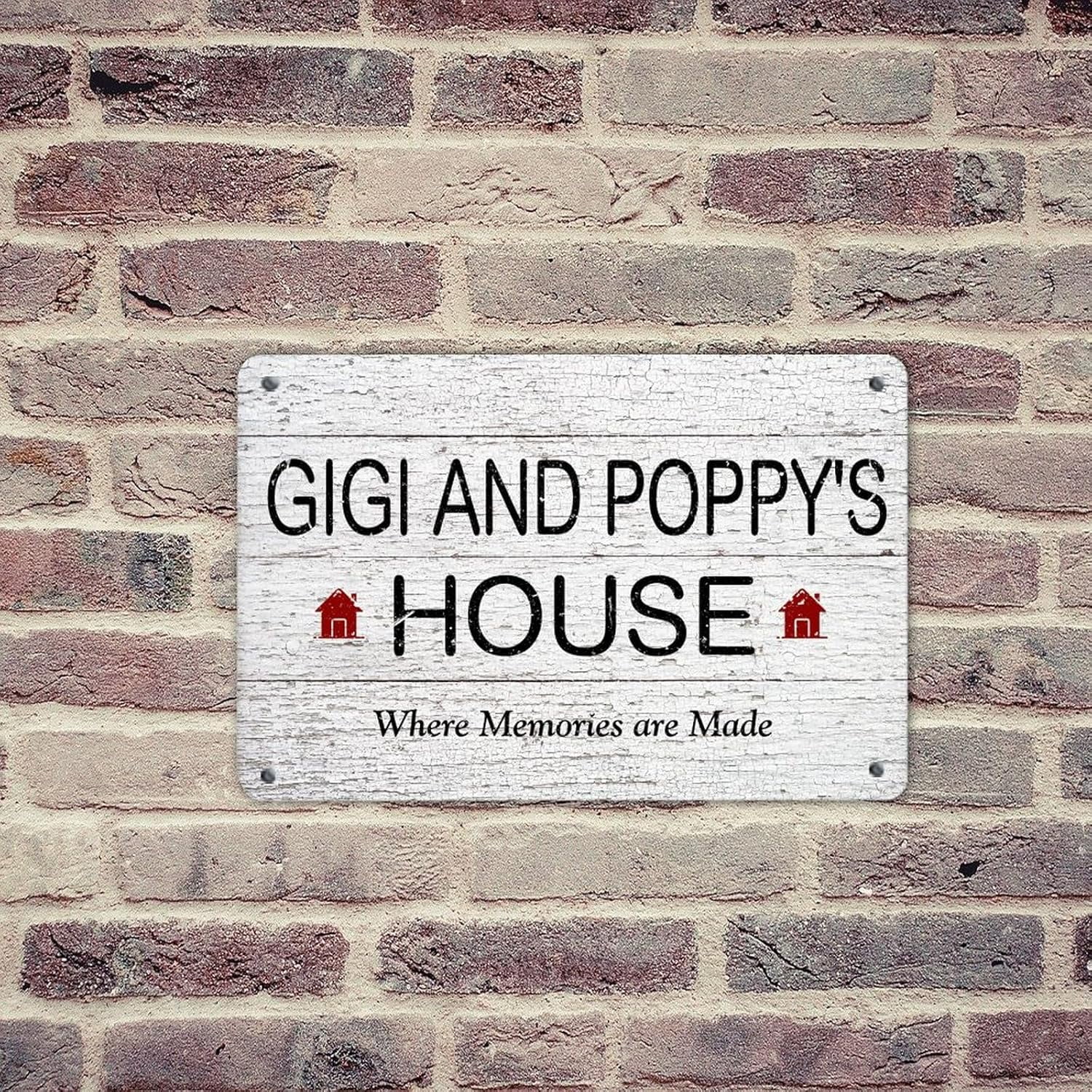 Terrace Home Decor Metal Sign Gigi and Poppy House Where Memories are ...