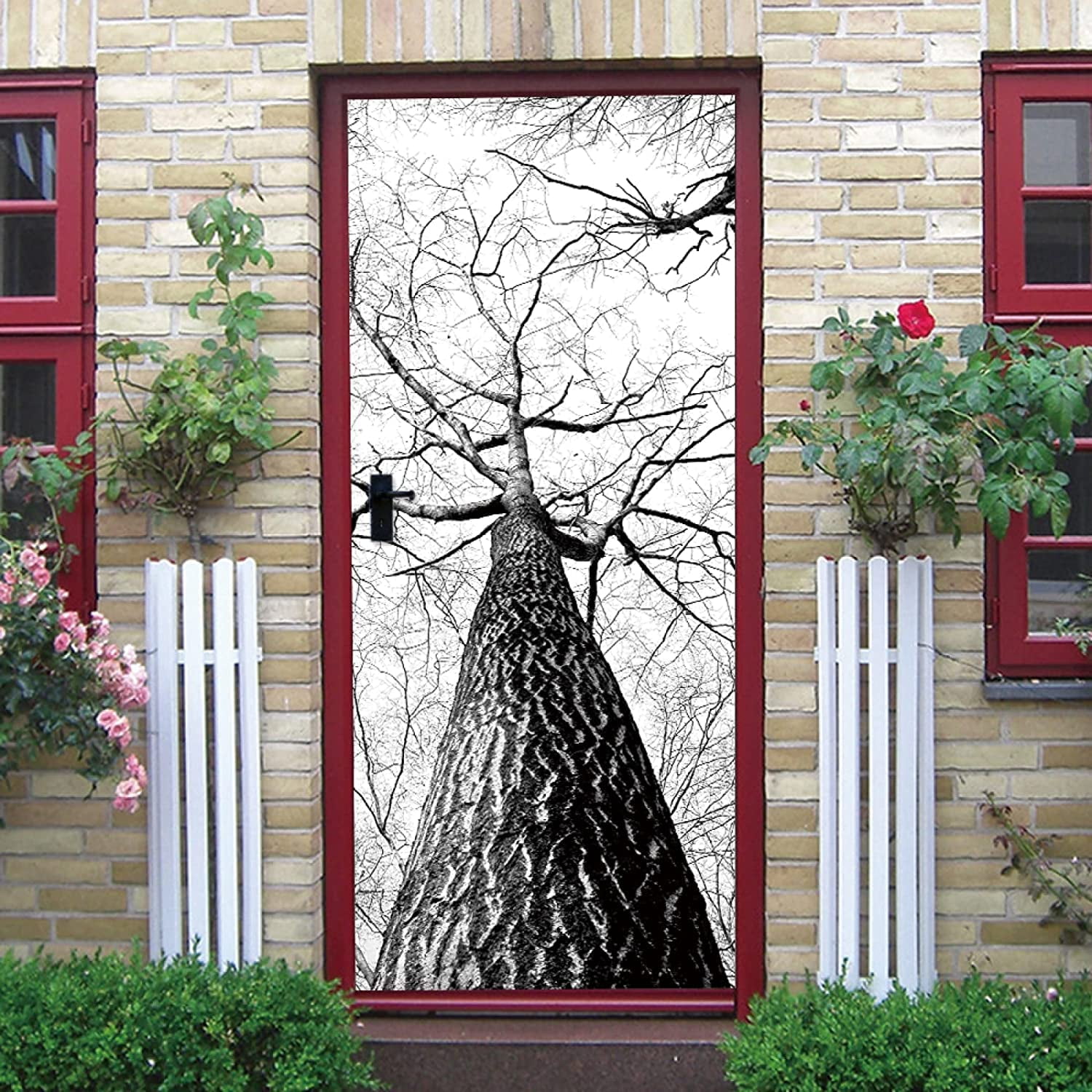 Terrace View Door Sticker Balcony Scenery Decal Removable Castle ...