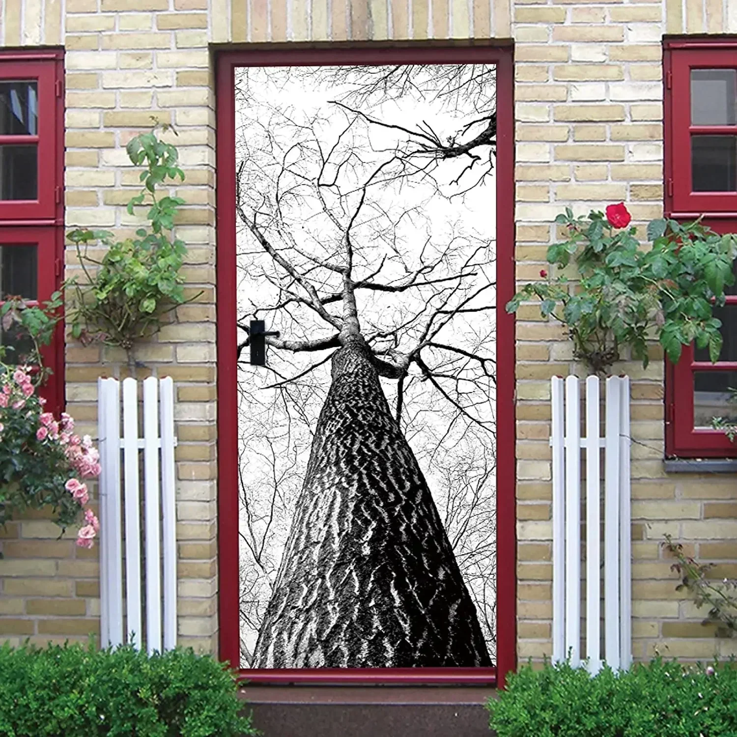 Terrace View Door Sticker Balcony Scenery Decal Removable Castle ...