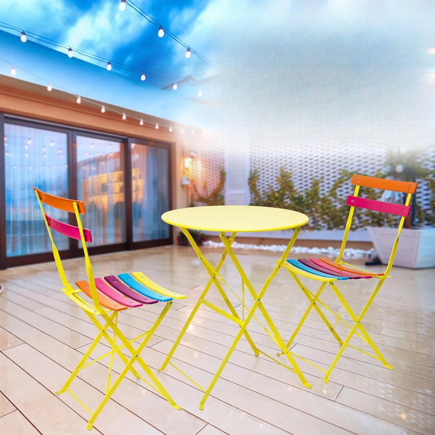 Terrace seating and folding table and chair sets are easy to clean and ...