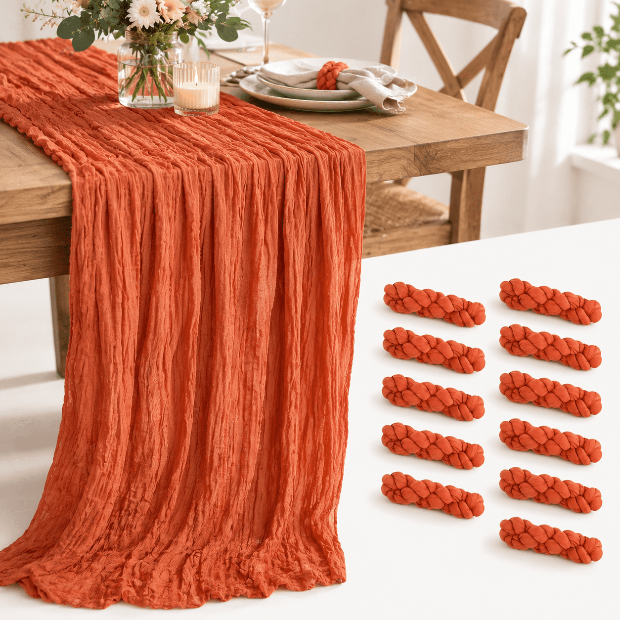 Terracotta 10 Pack 35x120 Inch Cheesecloth Table Runners Boho Gauze ...