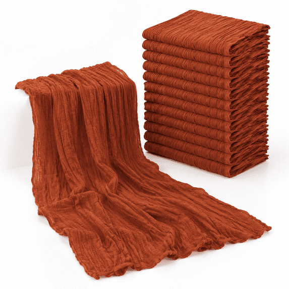 Terracotta 16 Pack Cheesecloth Table Runners, 20 x 120 Inch Semi-Sheer ...