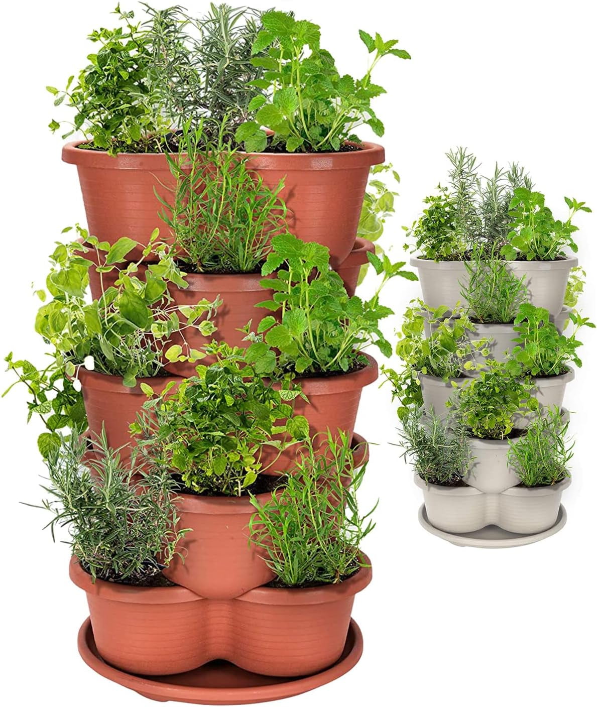 Terracotta 5-Tier Stackable Planter for Vertical Garden, Grow Your Own ...