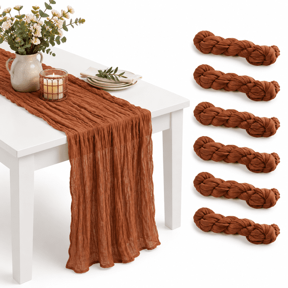 Terracotta 6 Pack 17 x 108 Inch Gauze Cheesecloth Table Runner for ...