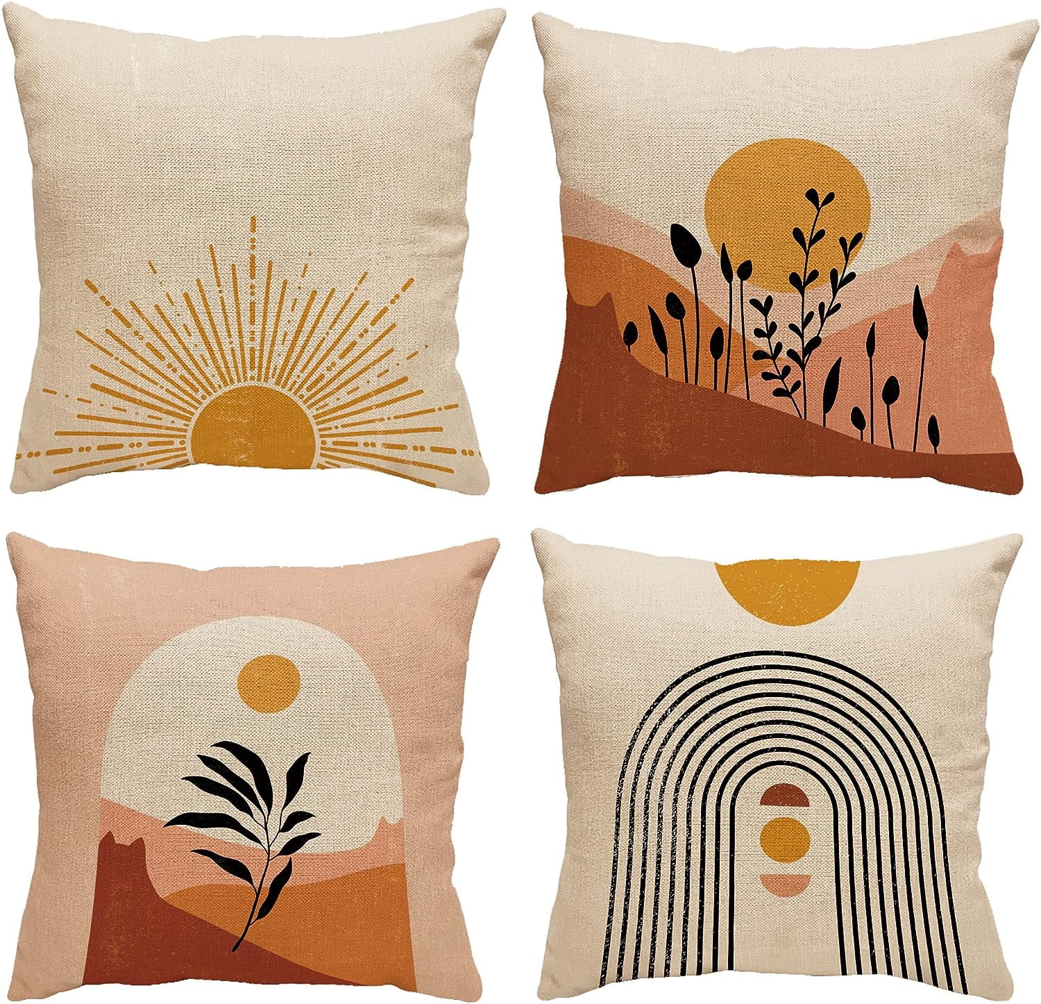 Terracotta Bohemian Pillow Covers 18x18 Set of 4, Geometric Abstract ...