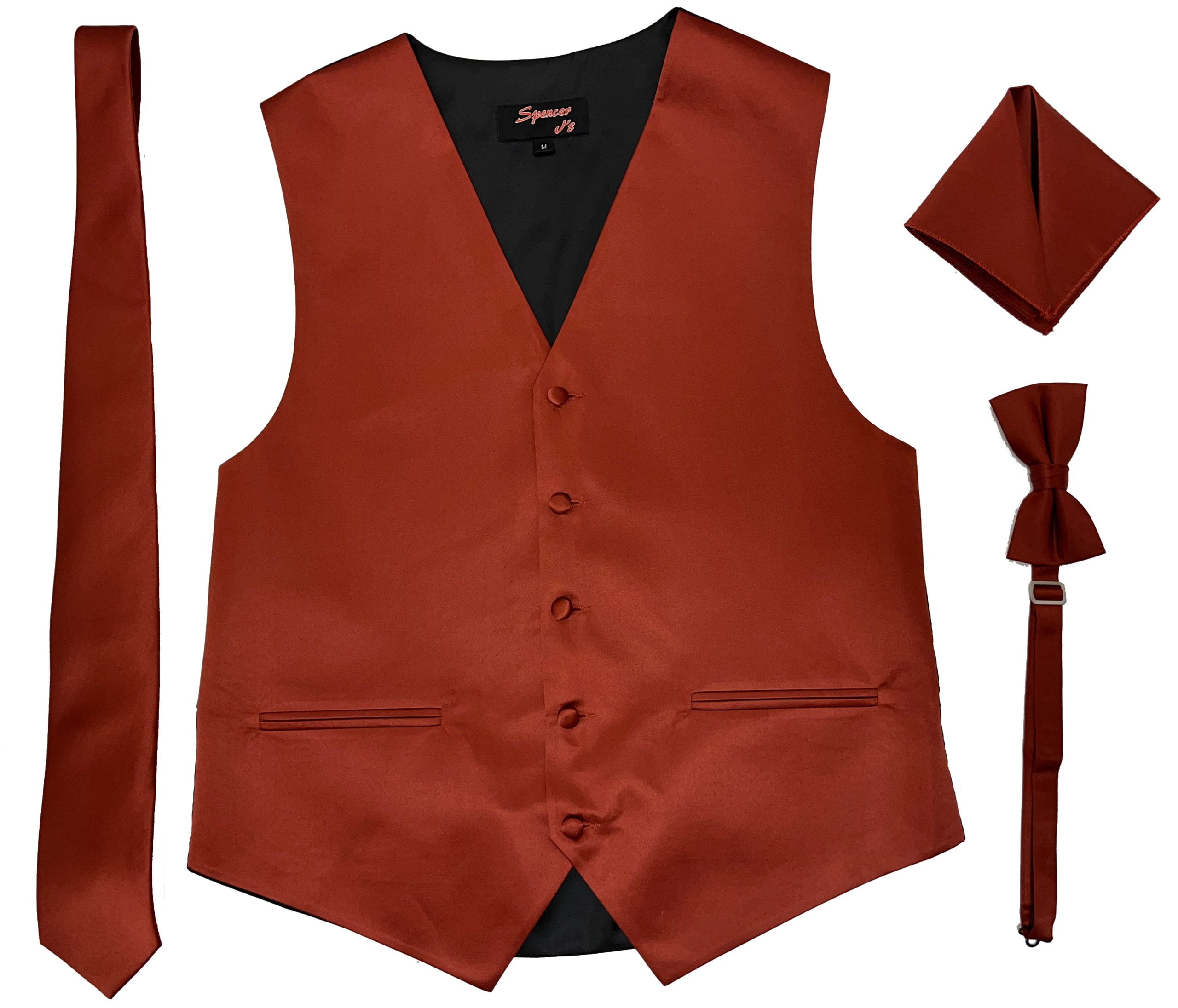 Terracotta / Burnt Orange Men's Satin Vest Spencer J's - S - Walmart.com