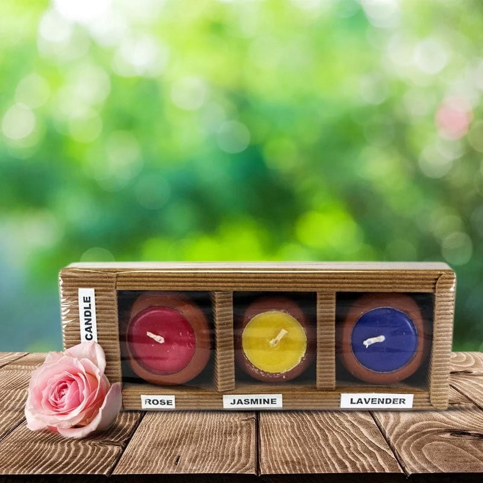 Terracotta Candles ( 3 in One ),Rose, Jasmine & Lavender fragrances ...