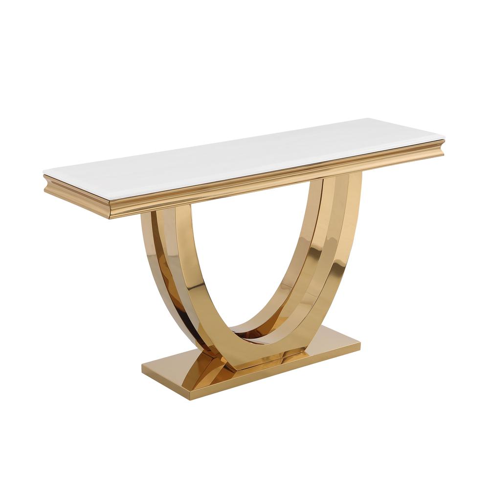 Terracotta Gold Rectangle Faux Marble Top Console Table for Entryway ...