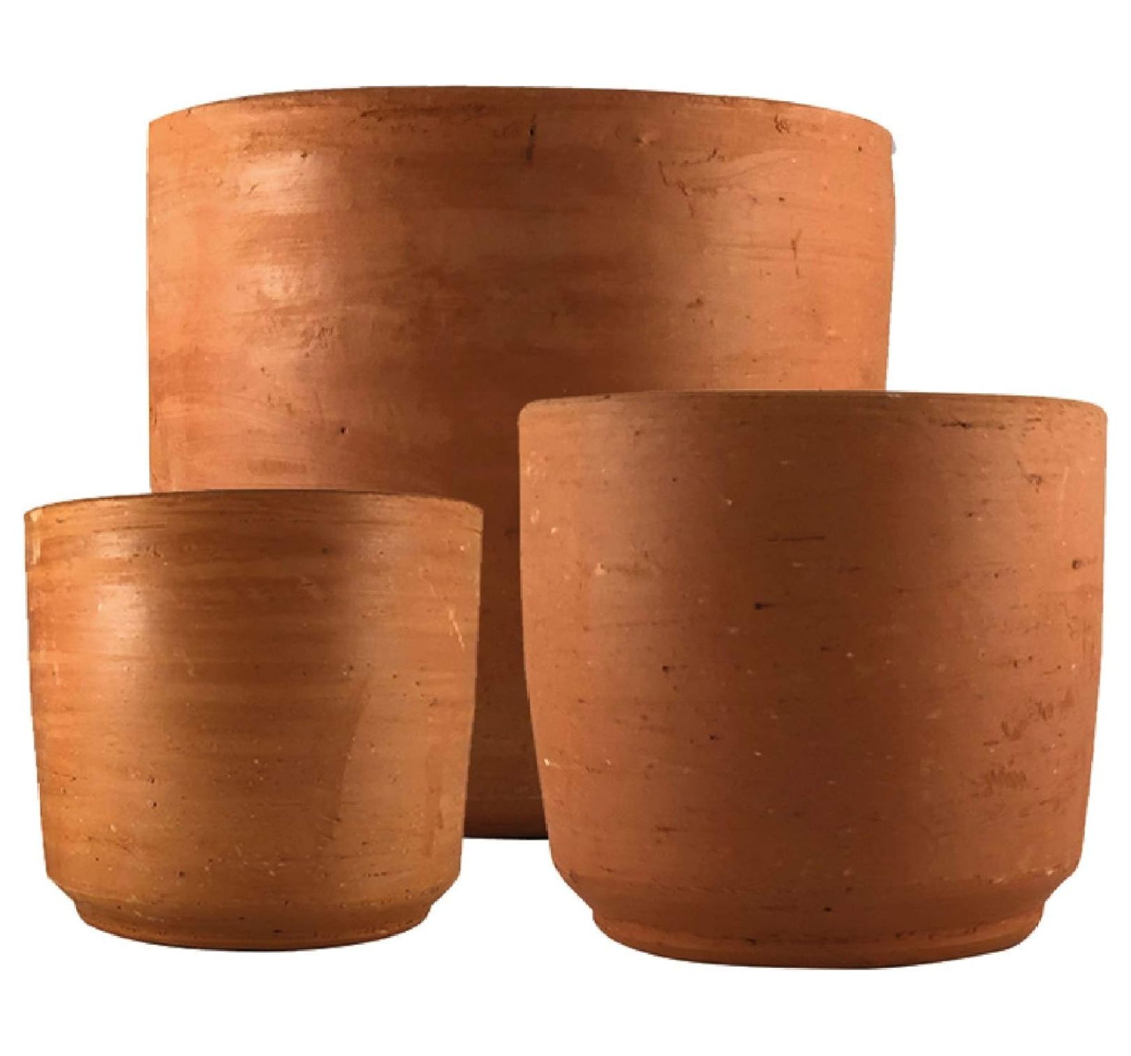 Terracotta Plant Pots - 3 Piece Cylinder Shaped Flowerpots - Handmade ...