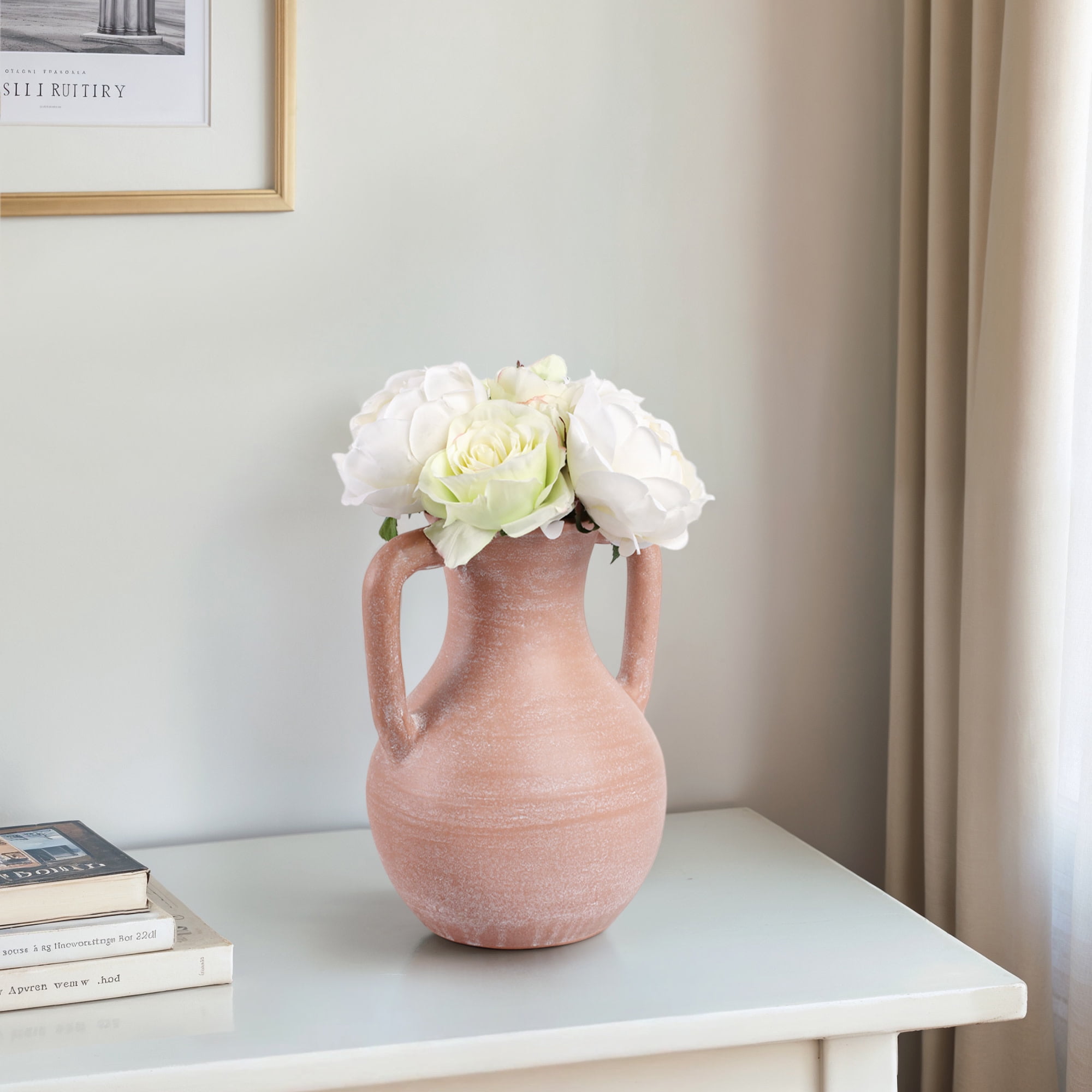Terracotta Pottery Vase with Handles - Handmade Rustic Aged Look ...