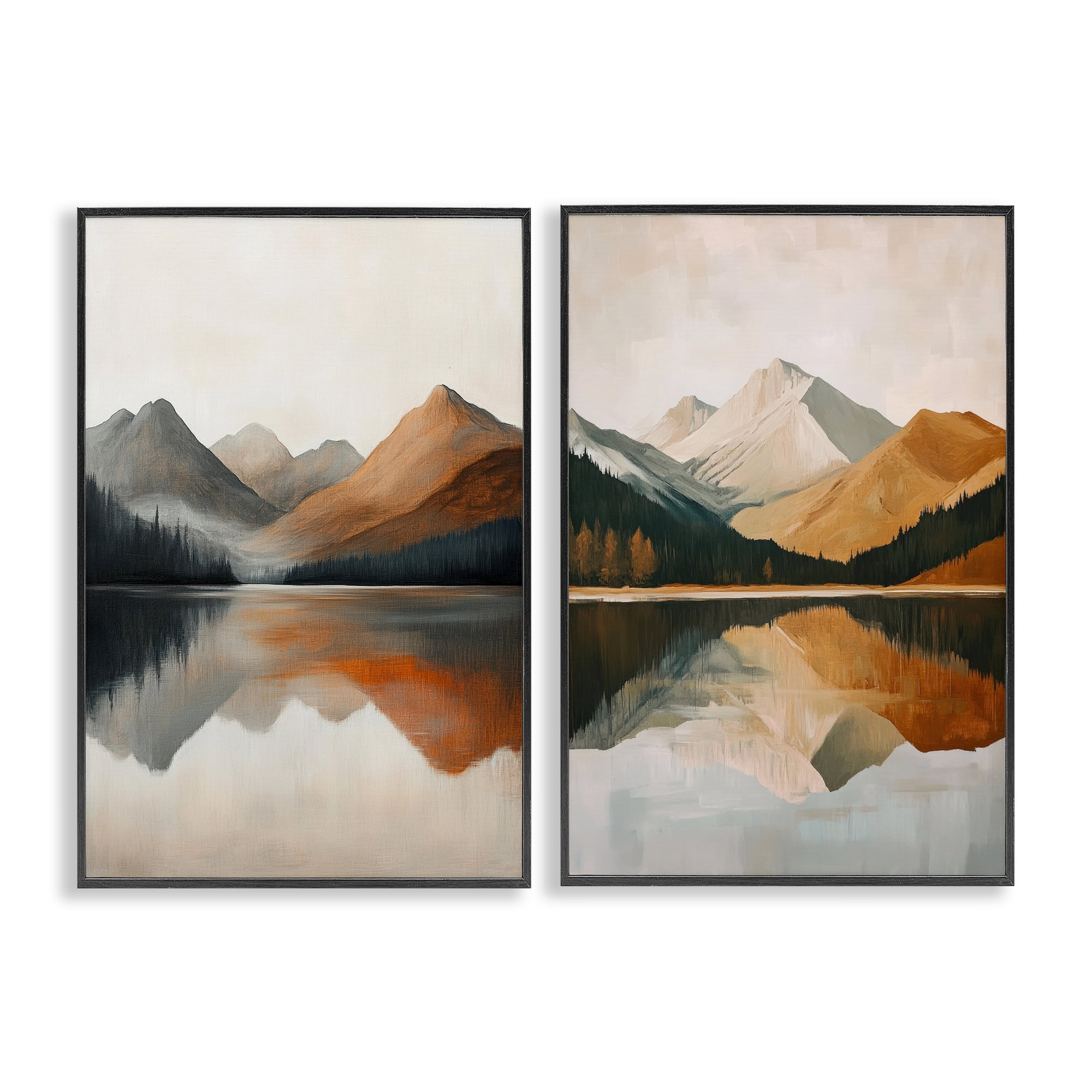 Stupell Industries Terracotta Reflections Mountains and Lake 2 Piece ...