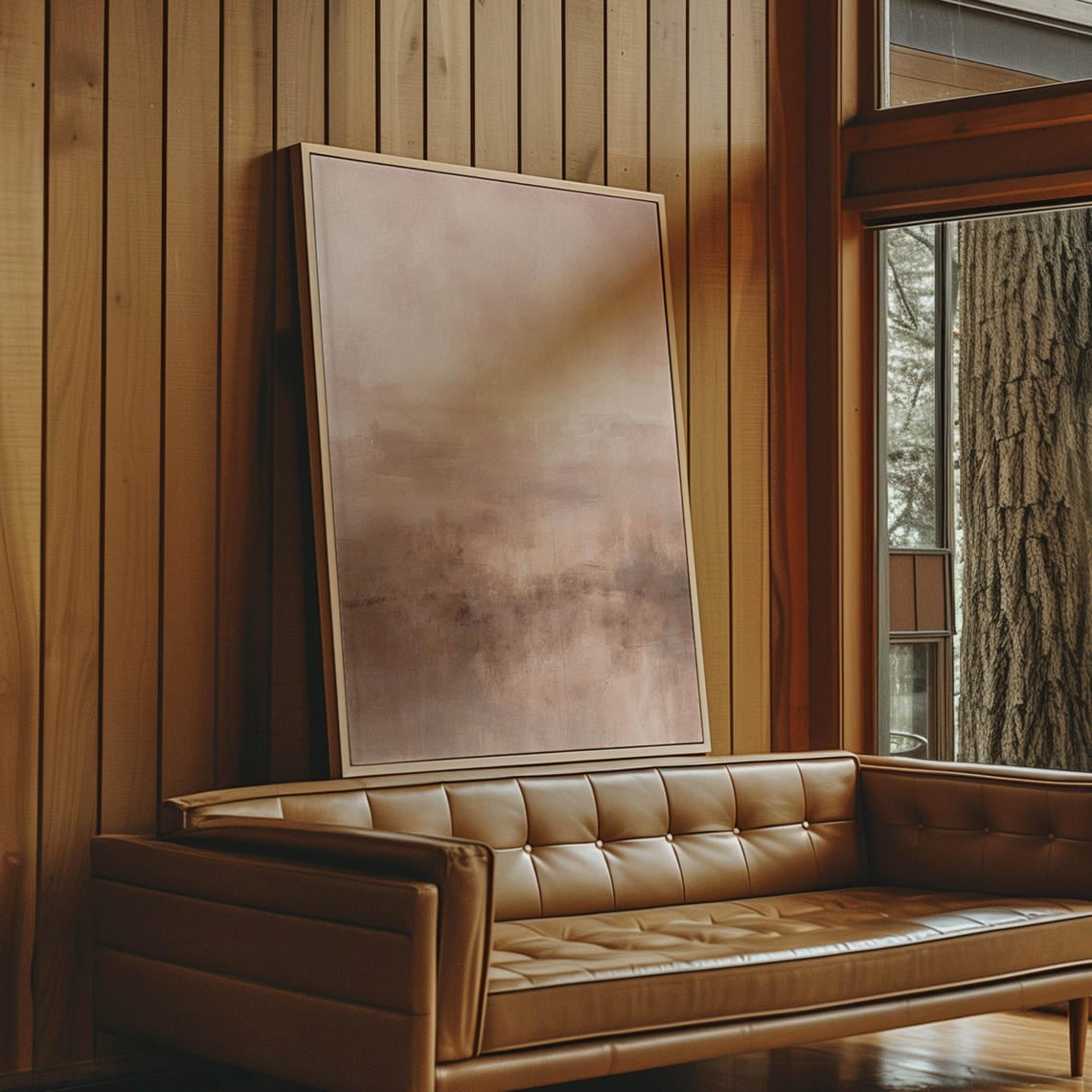 Terracotta Vintage Landscape Wall Art, Modern Farmhouse Painting, Earth ...