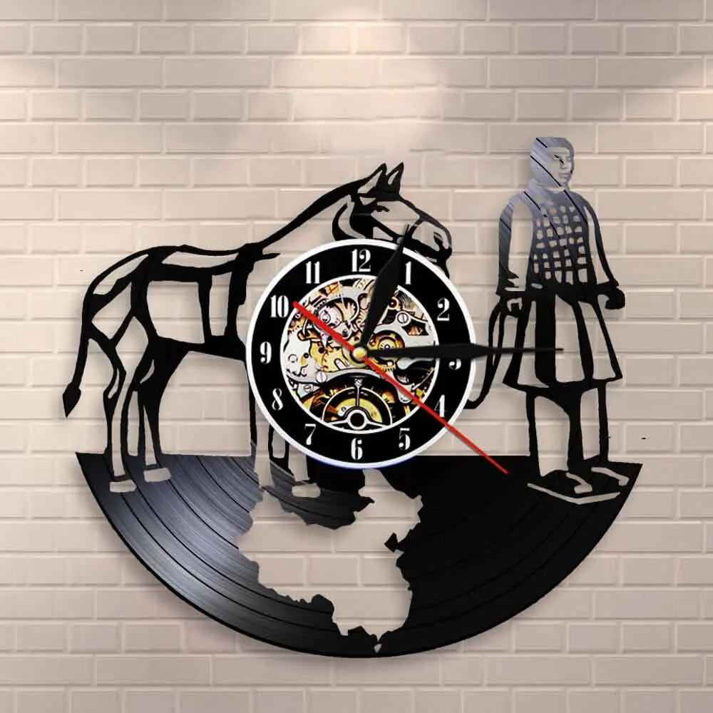 Terracotta Warriors Horse Vinyl Wall Clock,Vinyl Record Clock Wall Art ...