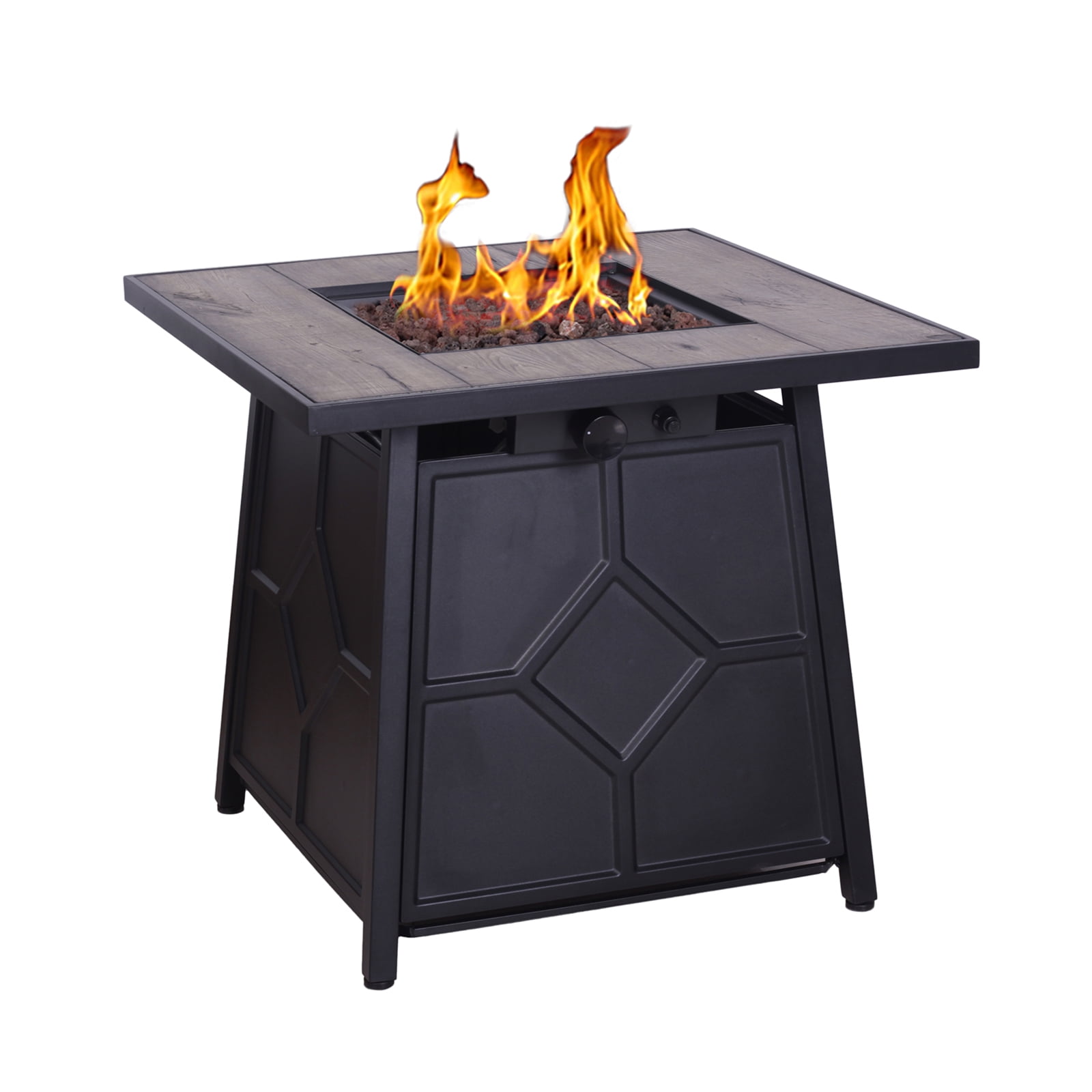 Terrafab Top + Metal Base Firepit Internal Gas Tank KD Round - Walmart.com