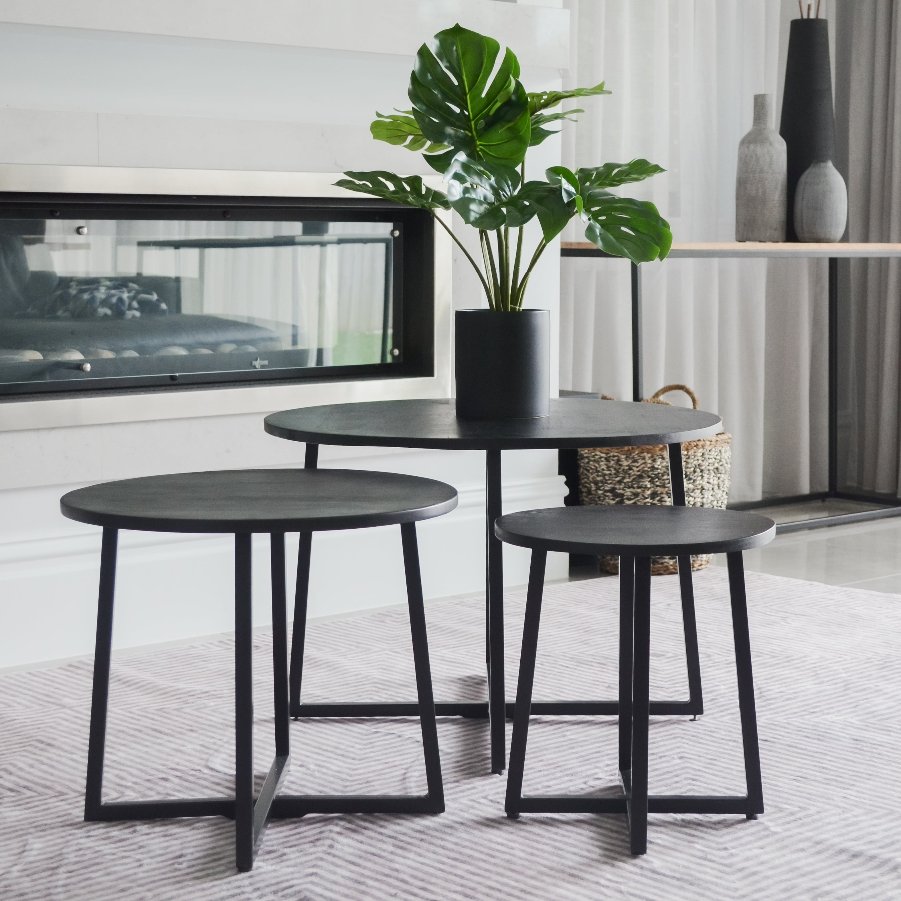 Terrain Nesting Coffee Tables, Set of 3 - Round Mango Wood Tables ...