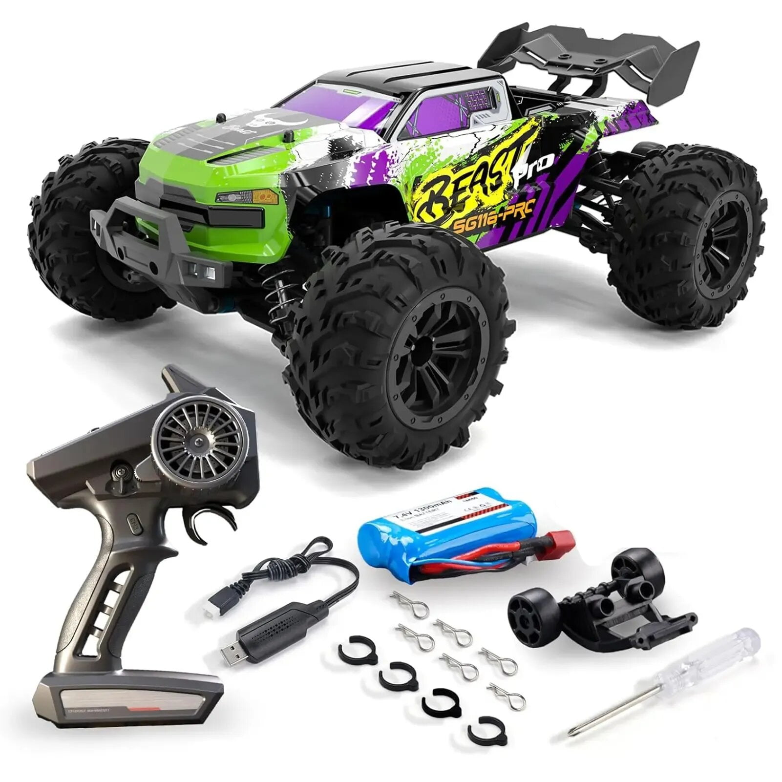 All Terrain Remote Control Car, 2.4G 40KM/H High Speed Four-Wheel Drive ...