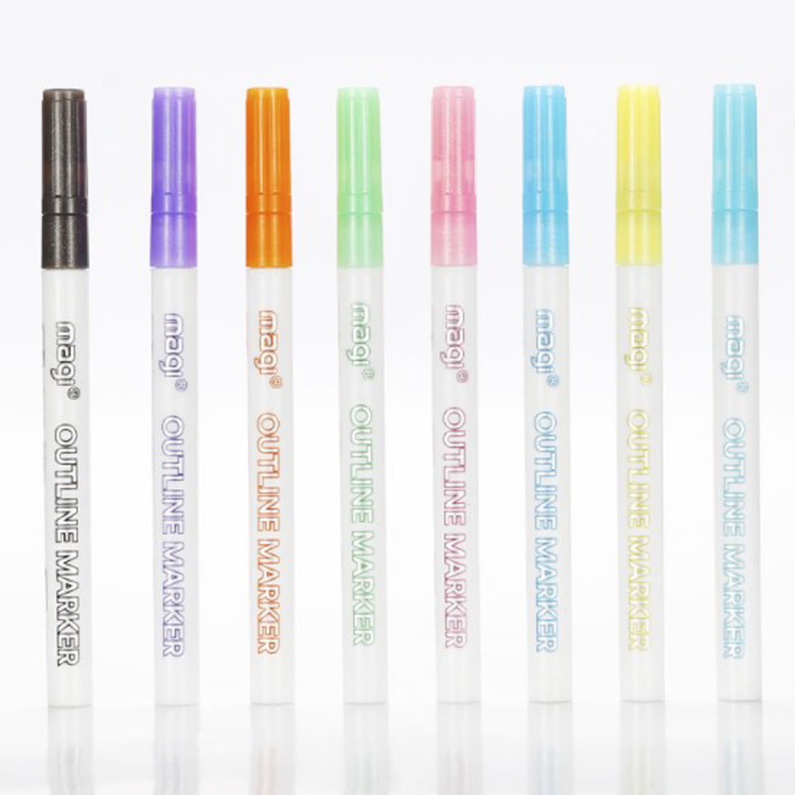 Terrain-hill Outline Marker Set - 8 Colors Double Line Markers Outline ...