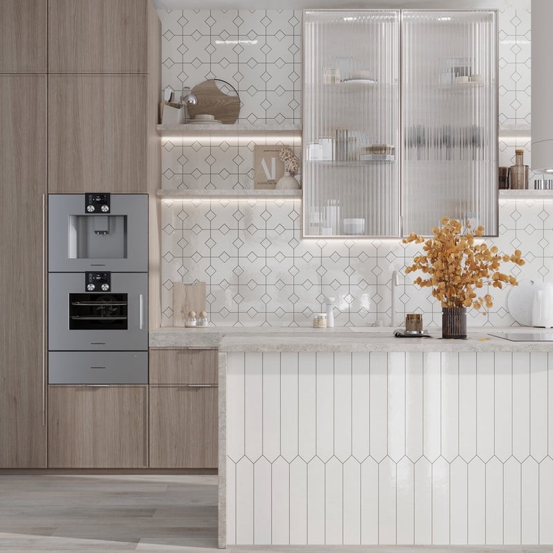 Terralis 3 x 19 in. Glossy Pearl White Porcelain Picket Wall and Floor ...