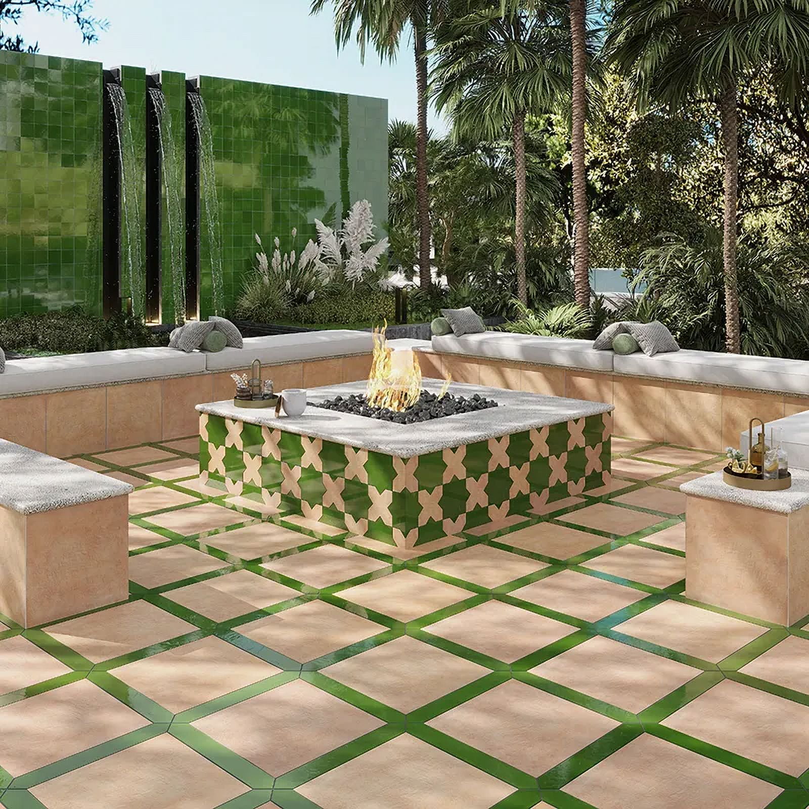 Terralis 6 x 6 in. Glossy Deep Forest Green Porcelain Square Wall and ...