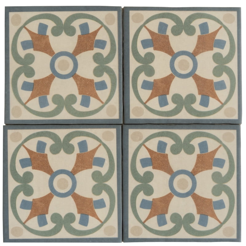 Terralis 6 x 6 in. Matte Terracotta Blue, Green Porcelain Square Wall ...