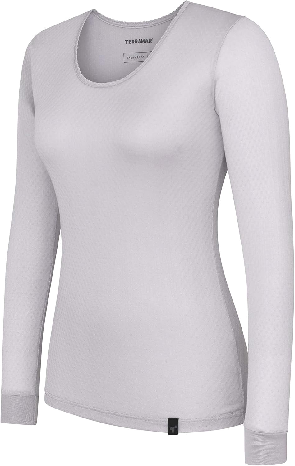 Terramar Women's Thermasilk Pointelle Scoop-Neck Long Sleeve Top, Gray ...