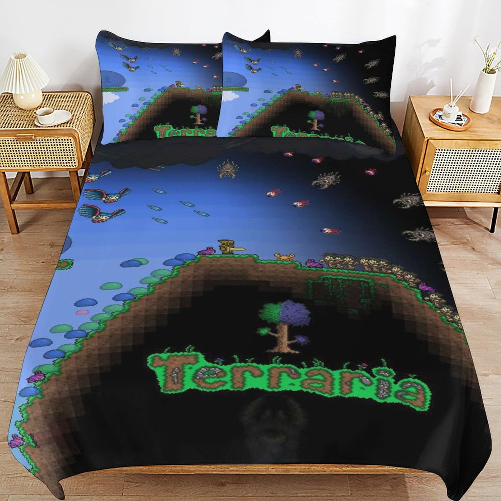 Terraria Duvet Cover Set Cartoon Print Bedding Set 3pcs for Kids Boys ...