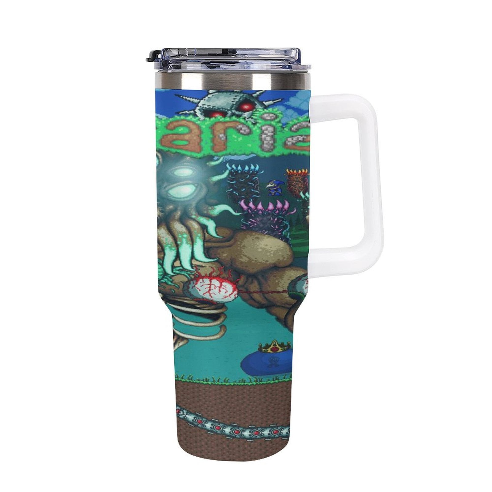 Terraria Stainless Steel Tumbler with Handle and Straw Fits in Standard ...