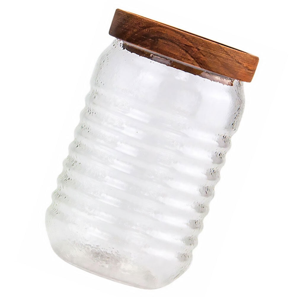 Terrarium Wooden Cover Glass Jar Tea Containers Glass Jar with Lid ...