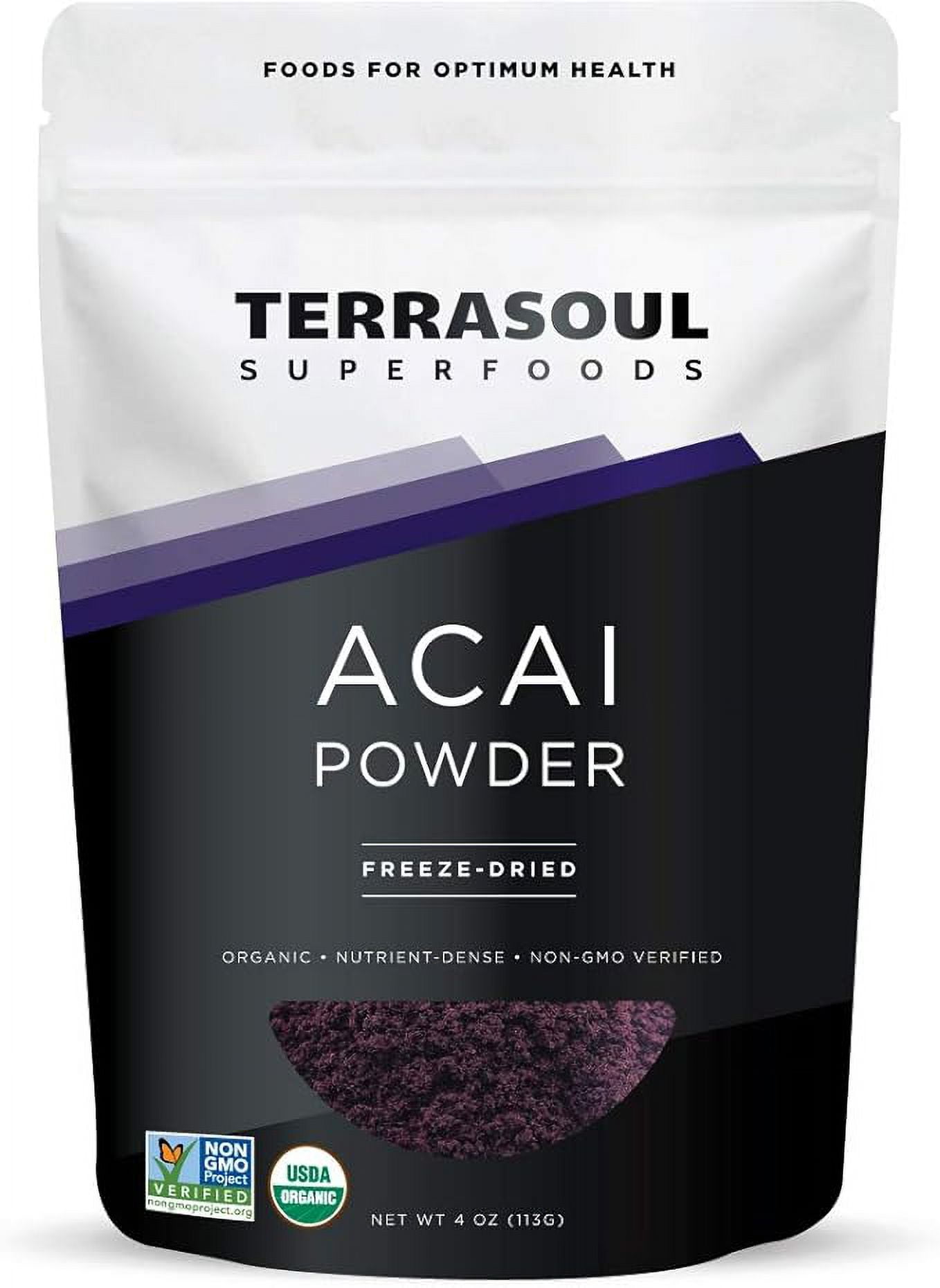 Terrasoul Superfoods Organic Acai Berry Powder, 4 Oz, Freeze-Dried for ...