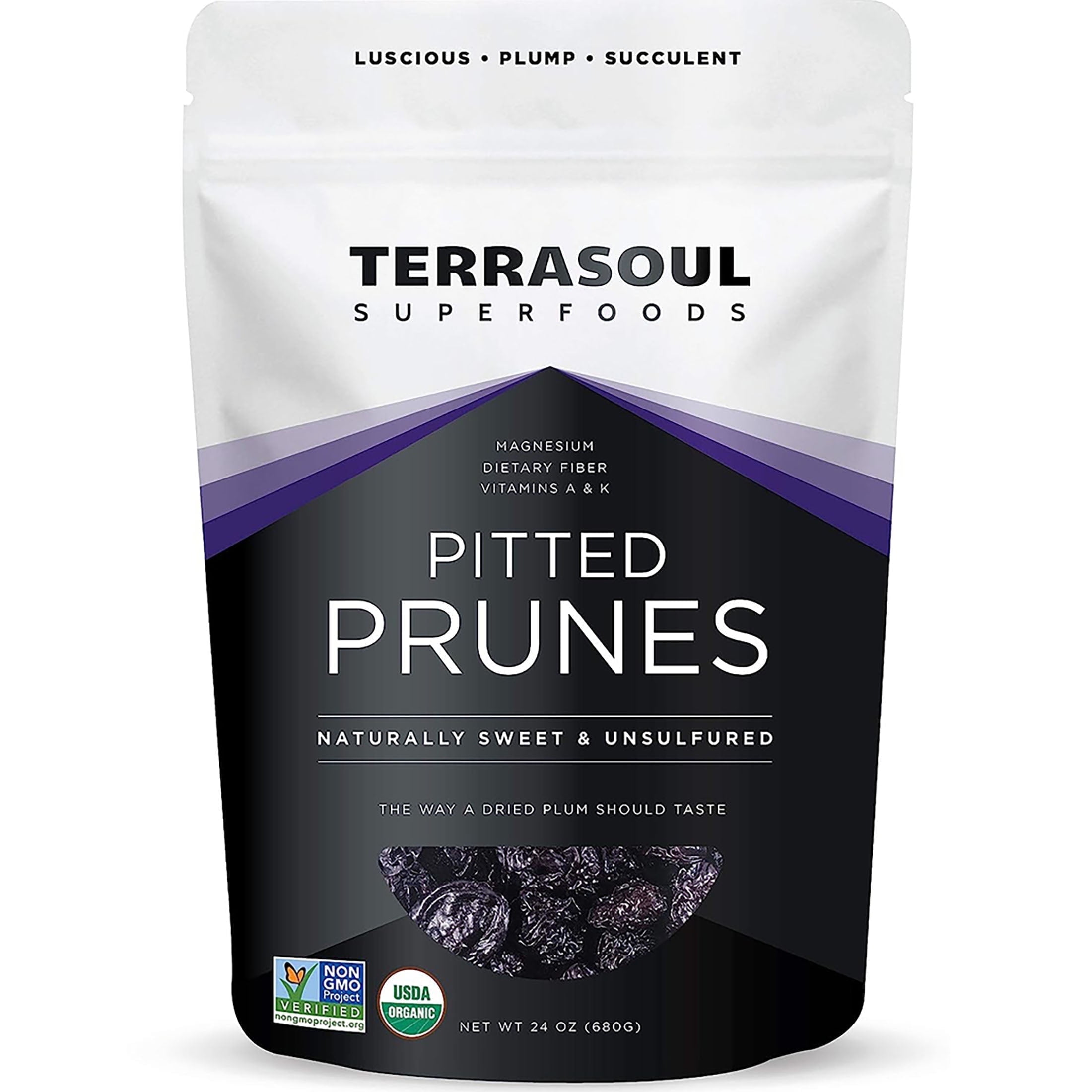 Terrasoul Superfoods Organic Dried Plums Pitted Prunes 1.5 Lbs Fiber ...