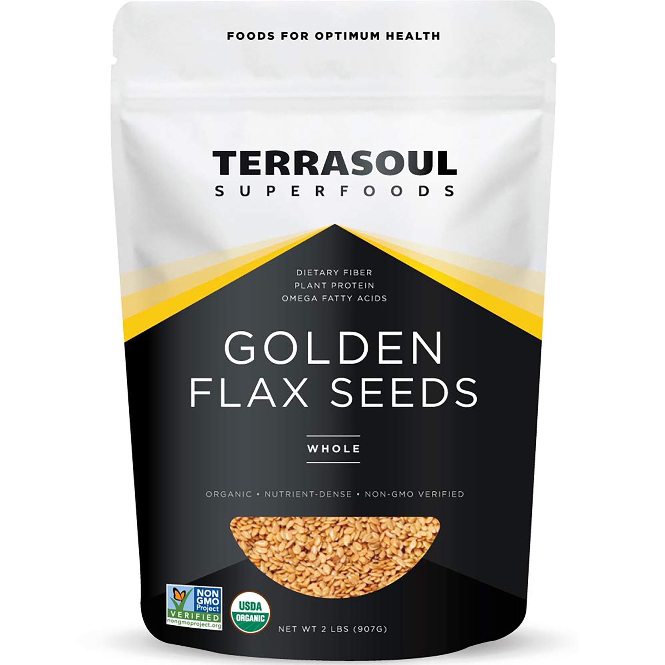 Terrasoul Superfoods Organic Golden Flax Seeds, 2 Lbs - Fiber | Protein ...