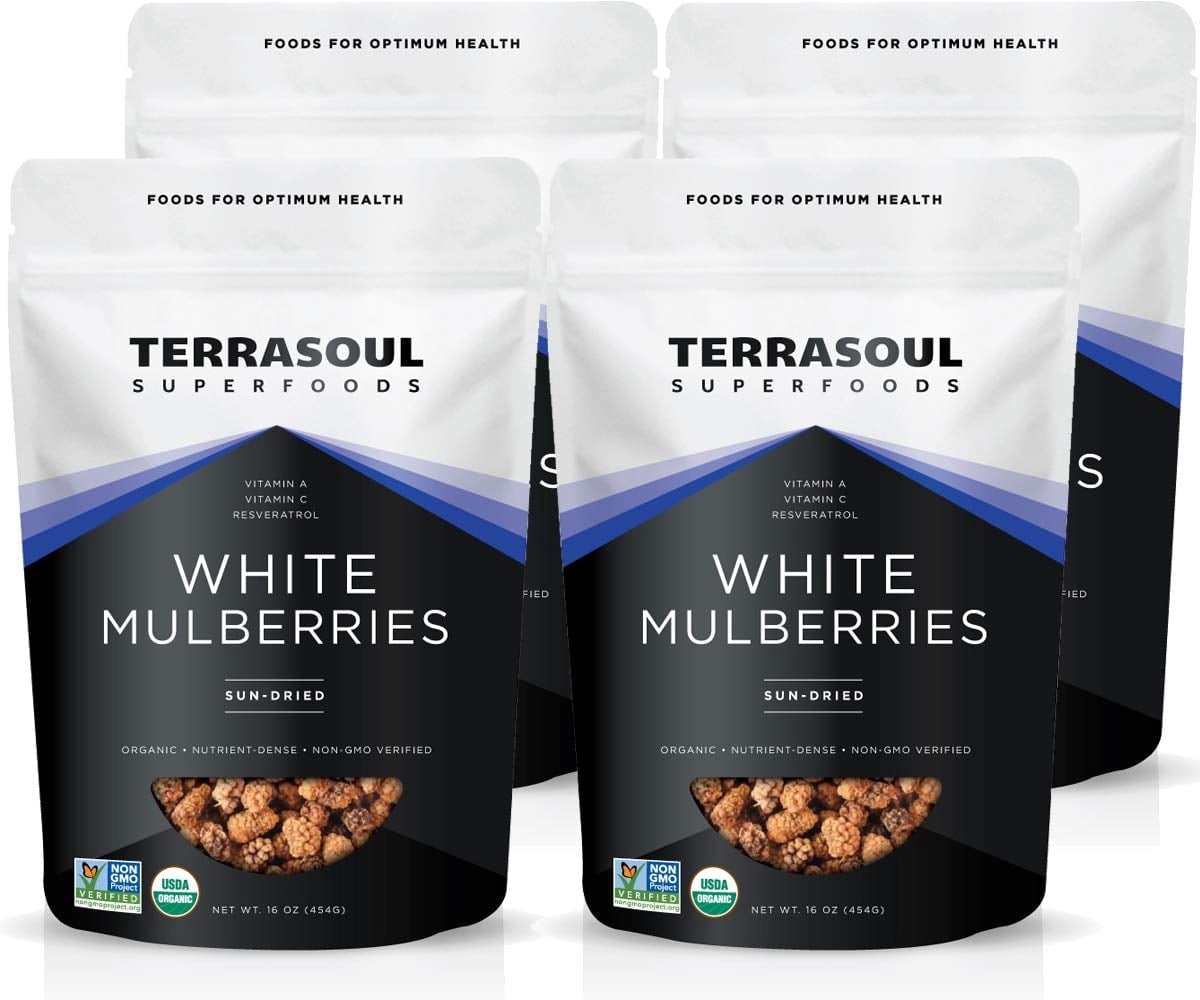 Terrasoul Superfoods Organic Sun-dried White Mulberries, 4 Lbs (1 Lb 4 ...